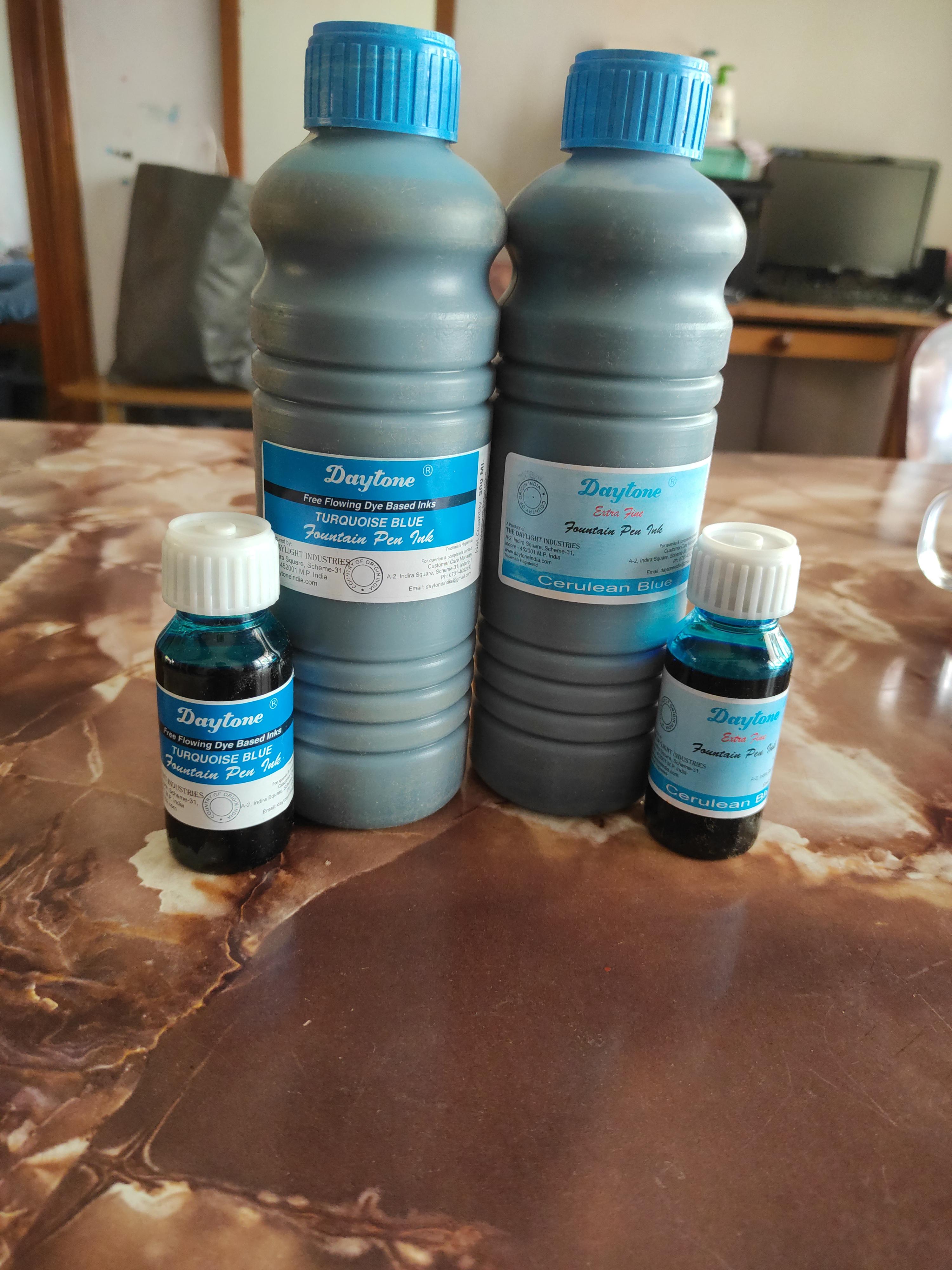 Daytone Extra Fine Fountain Pen Ink Cerulean Blue 500 Ml. Pack of 2 ...
