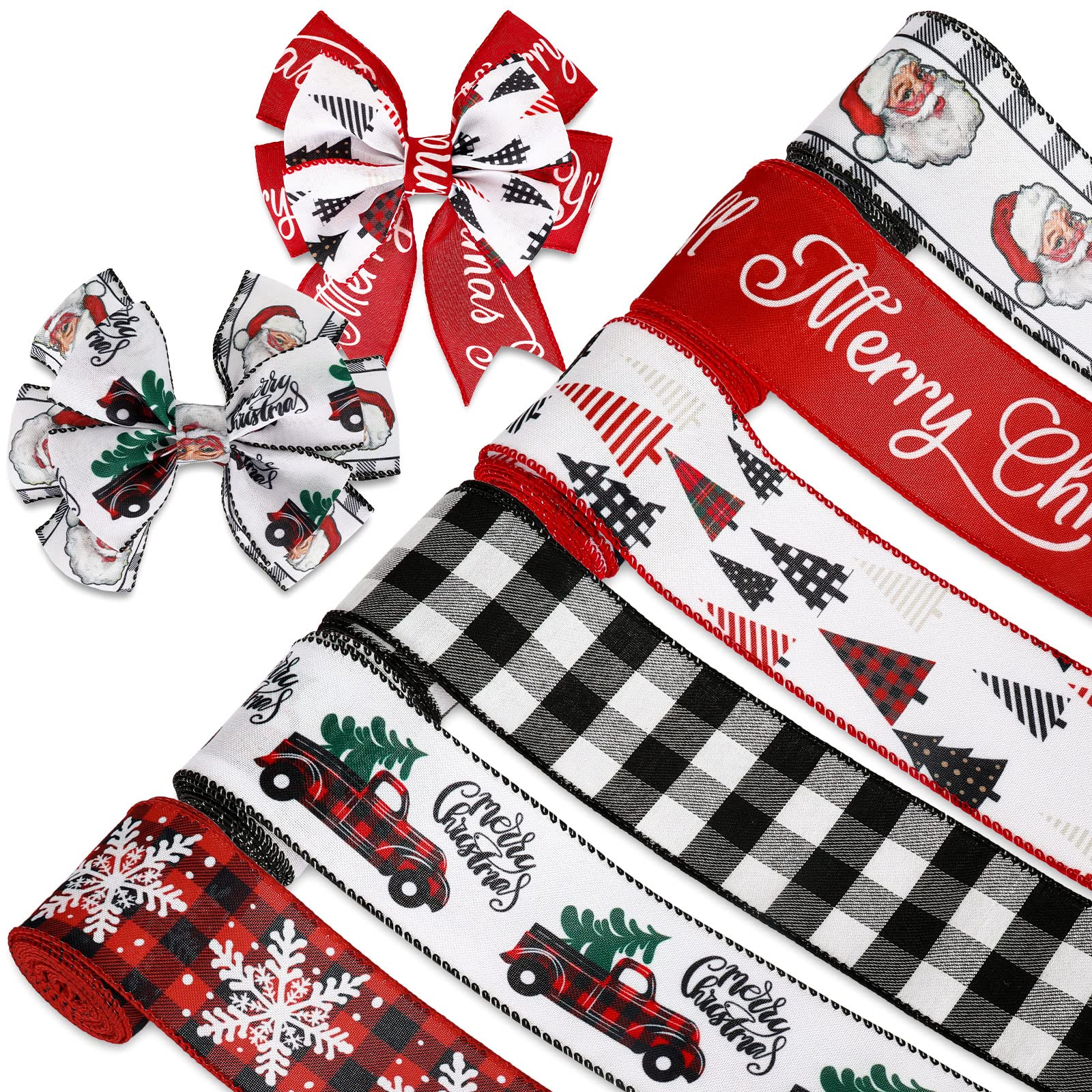 Amazon.com: AnyDesign 36 Yards Christmas Wired Edge Ribbon 2.5 Inch ...