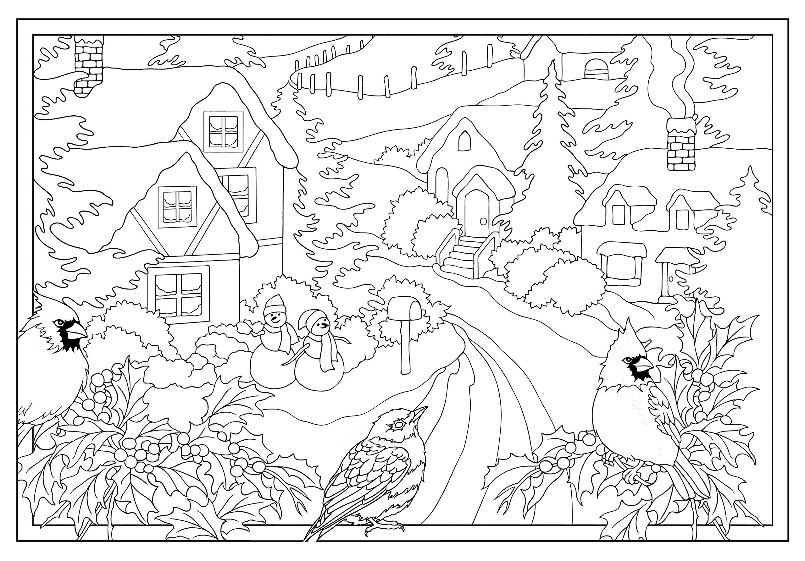 Printable Winter Scenes Coloring Pages