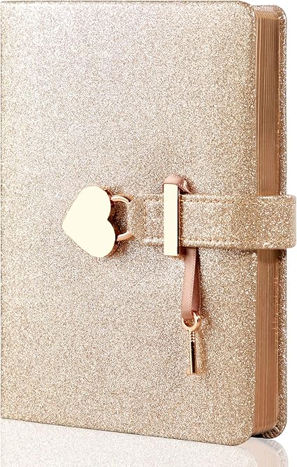Amazon.com : CAGIE Heart-Shaped Lock Diary with Key, Leather Journal ...
