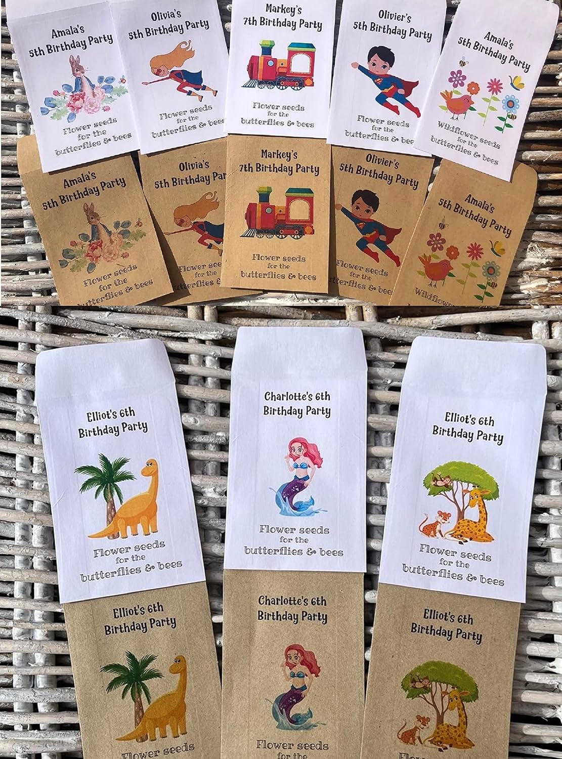 Funx Children's Seed Packet Birthday Party Bag Fillers, Personalised ...