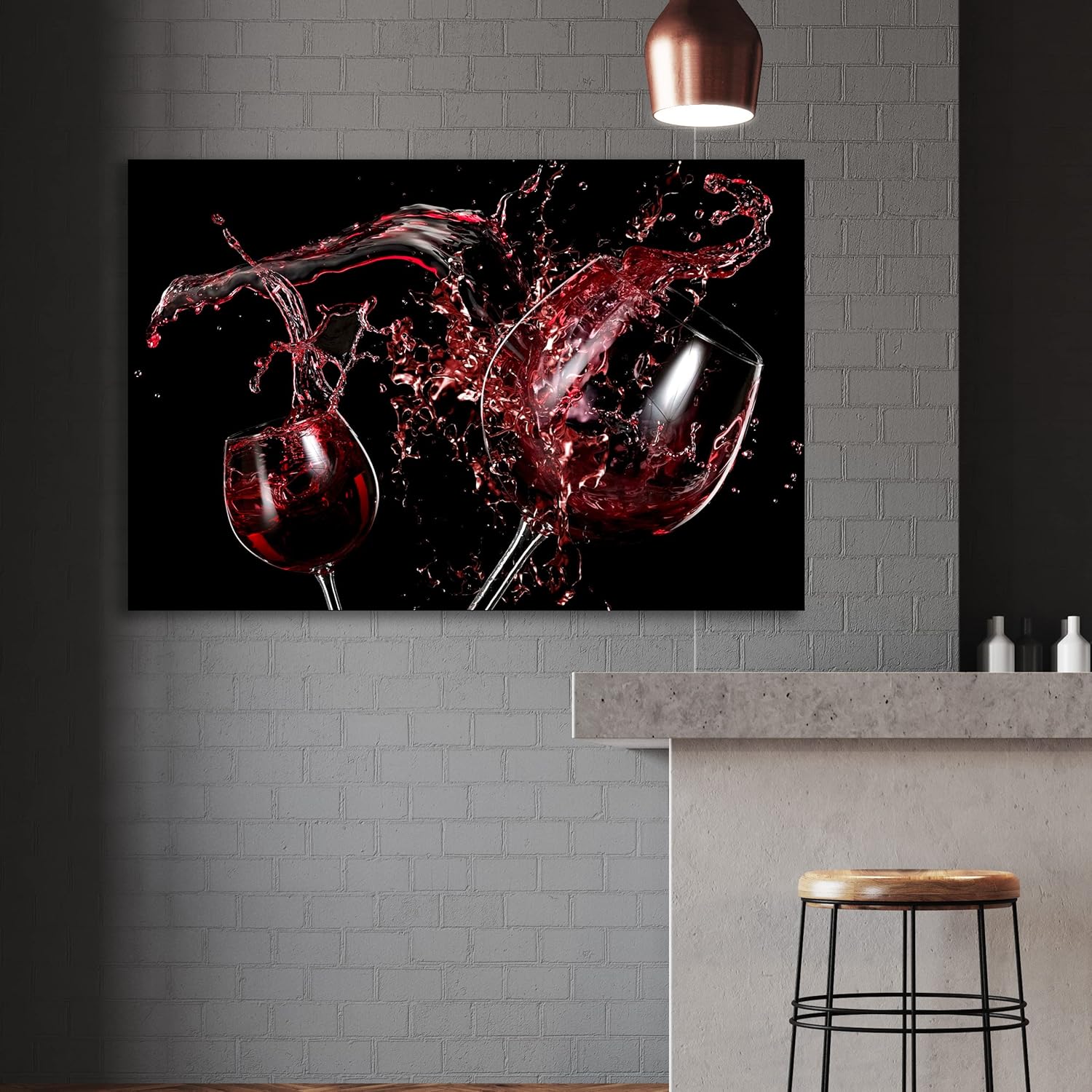 Decoración artística de pared de copa de vino tinto Obra de arte para ...
