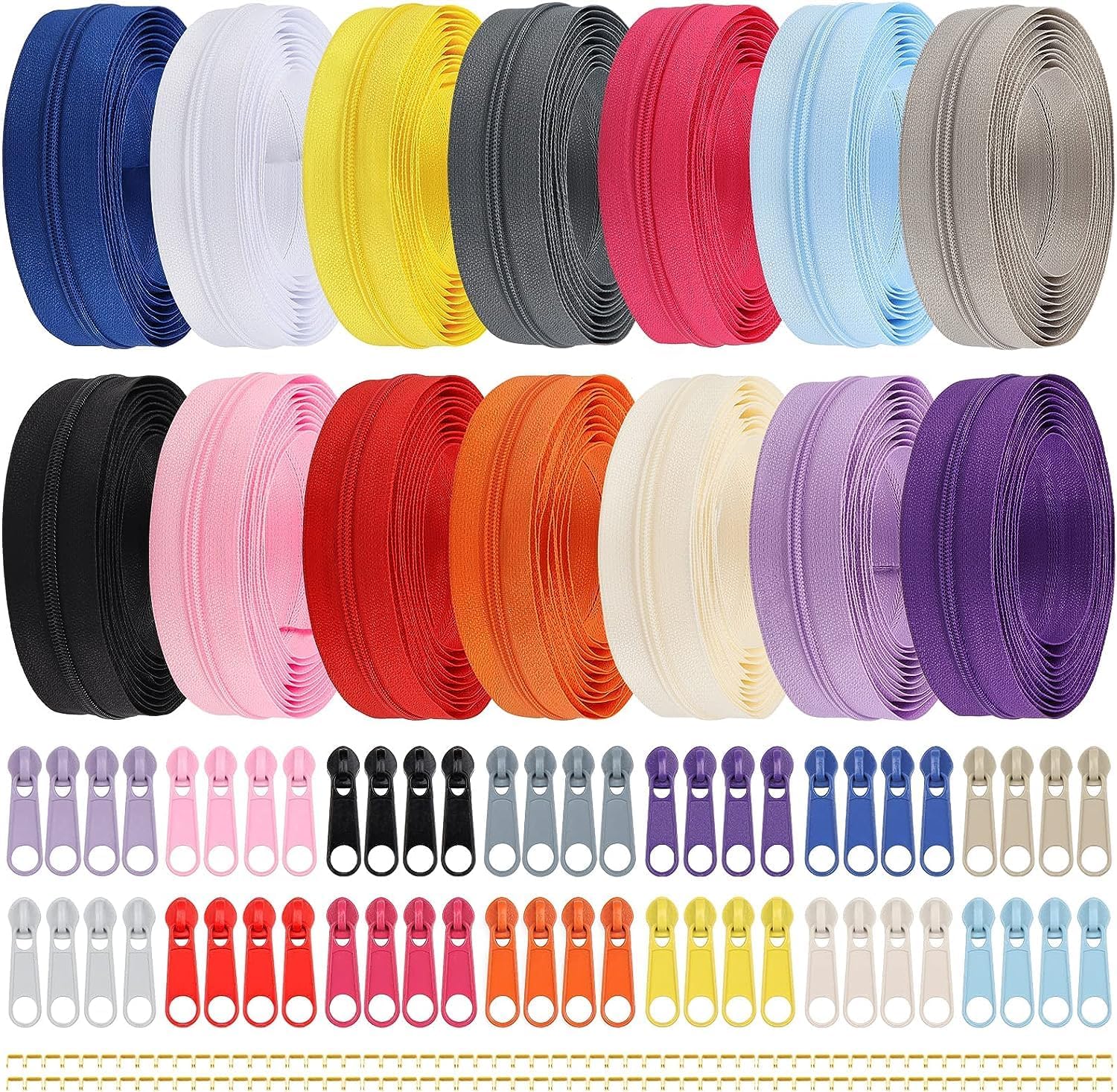 Amazon.com: DOITEM 42 Yards 14 Pieces Coil Zippers Assorted Nylon ...