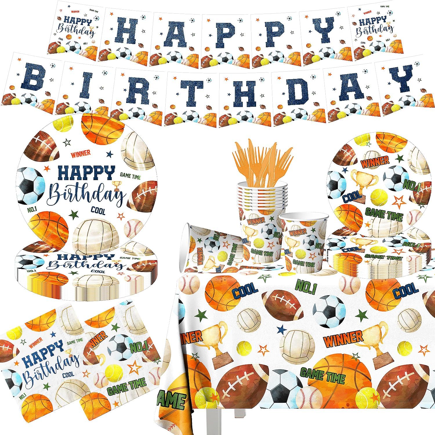 Amazon.com: Sports Birthday Party Decorations-142pcs Sports Themed ...