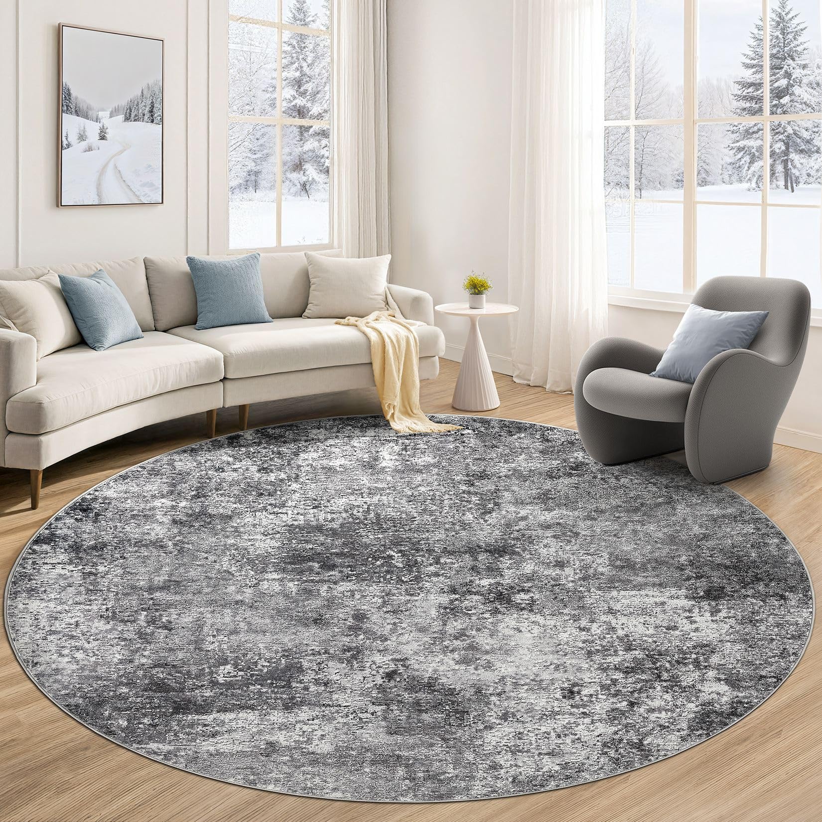 Amazon.com: 8ft Round Area Rug Living Room Rugs - 8x8 Washable Large ...