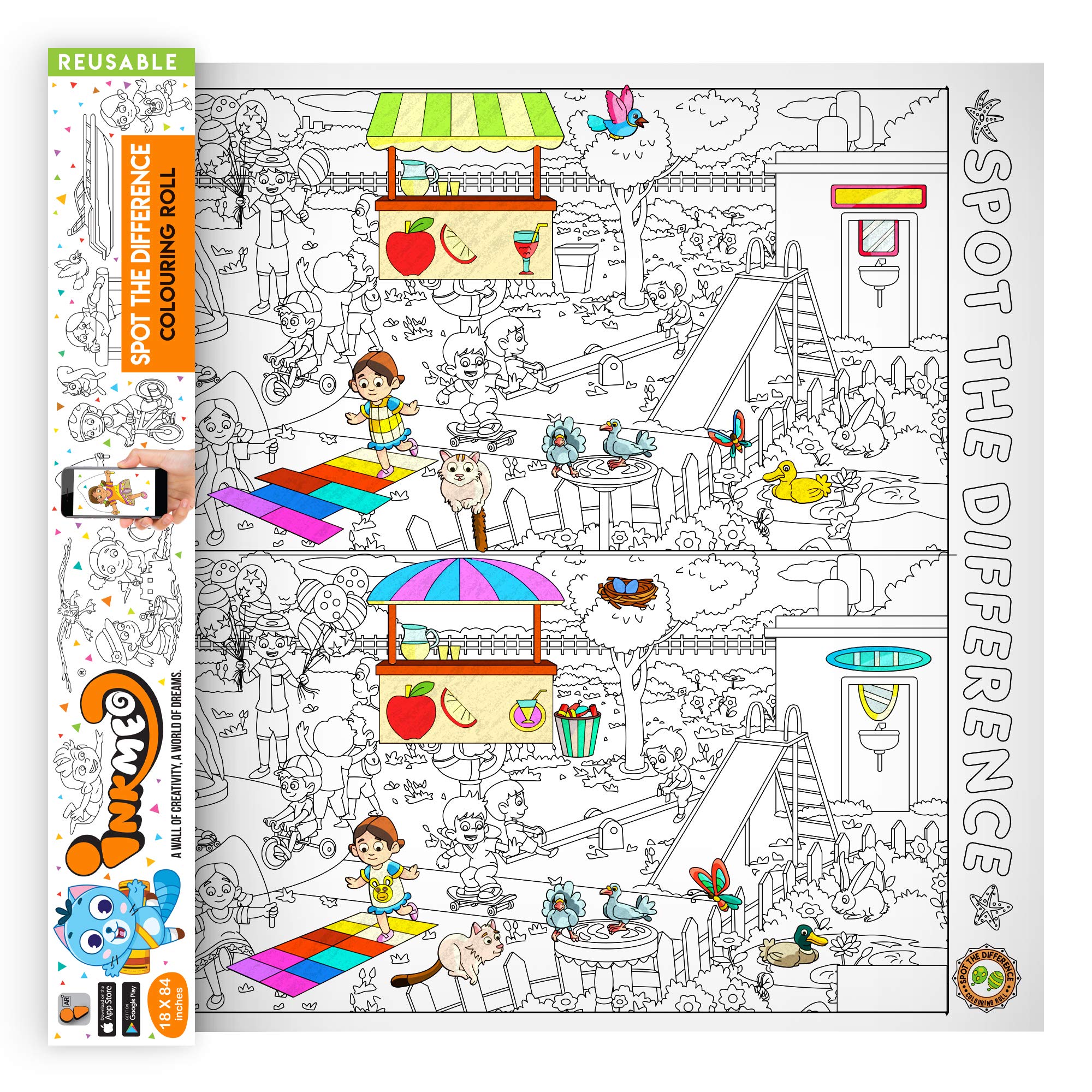 Buy Inkmeo Wall Colouring Roll - Spot The Difference - Find 150 ...