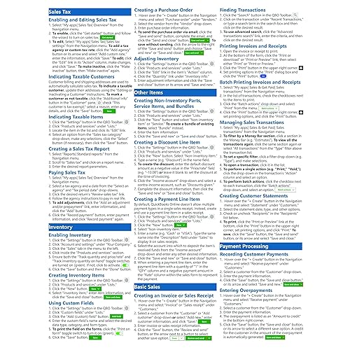 Snapklik Quickbooks Online Quick Reference Training Card