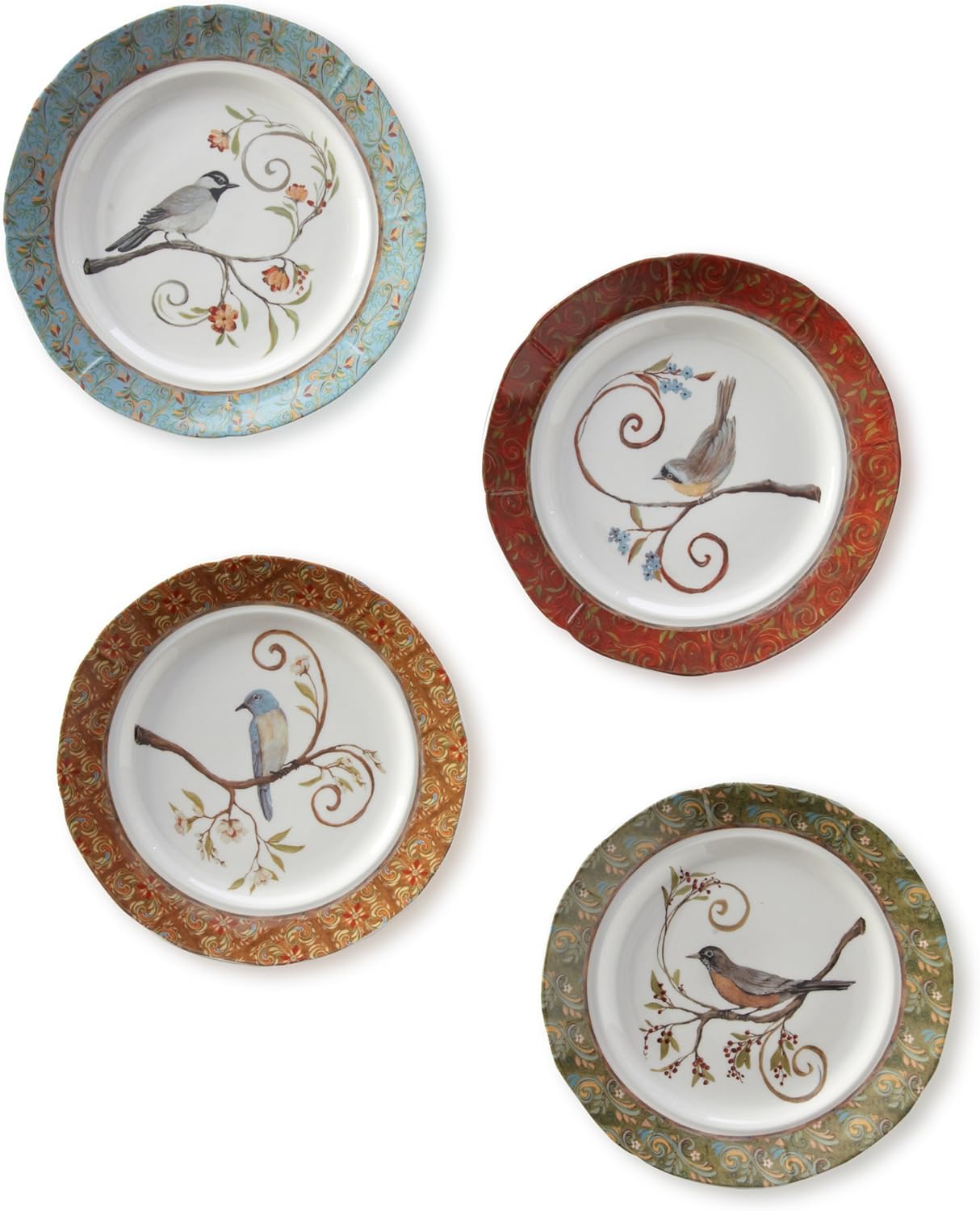 Amazon.com: Prima Design 8" Morning Song Scalloped Edge Plates, Set of 4