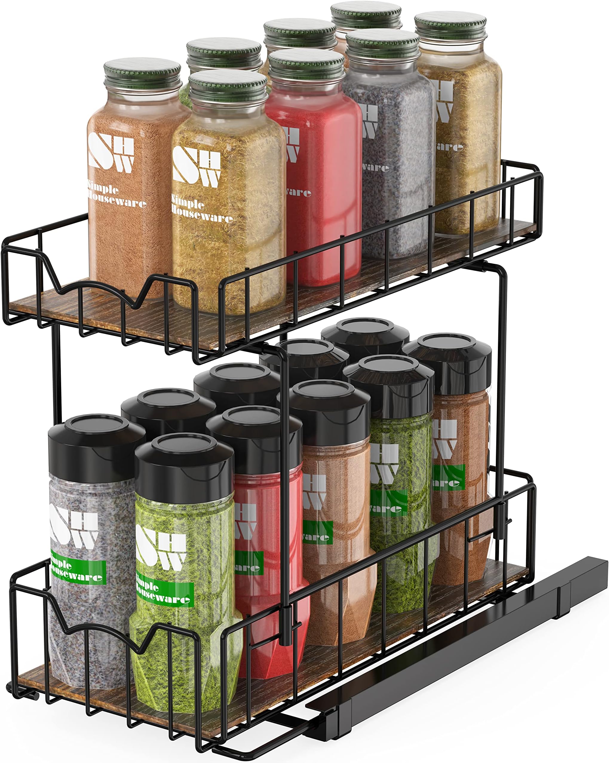 Amazon.com: Teamkio Bamboo Spice Rack Organizer for Cabinet, 2-Tier ...