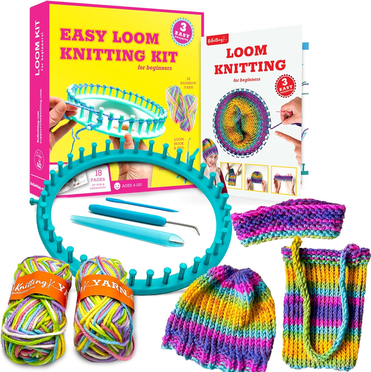 Amazon.com: BeKnitting Learn to Knit Loom Kit - DIY Arts & Crafts w ...