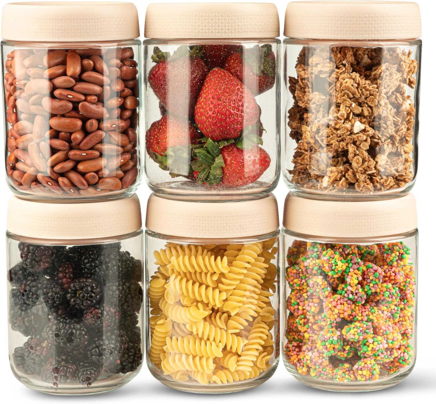 Amazon.com: C&O ESSENTIALS 16 oz Glass Mason Jars with Airtight Lids ...