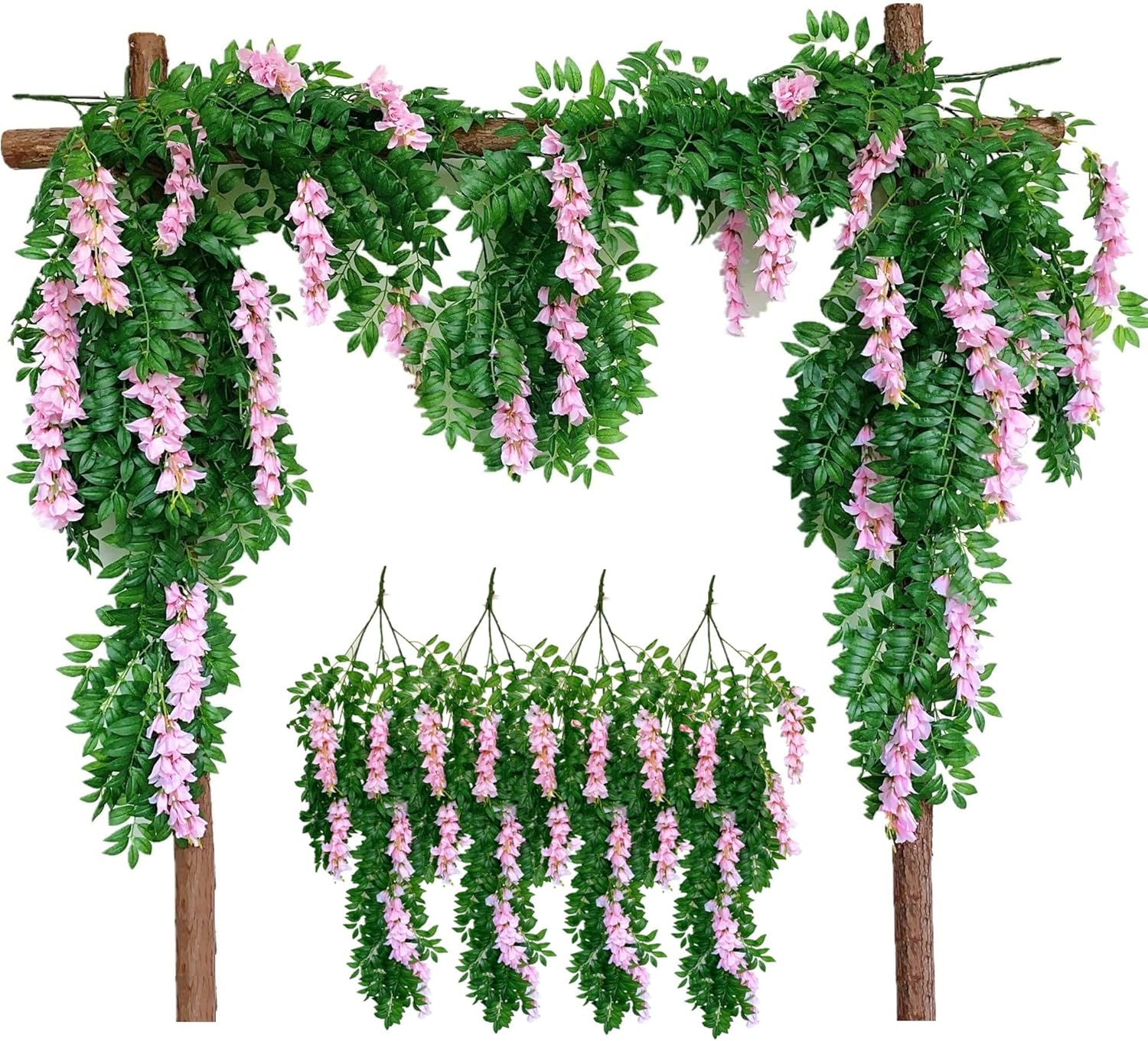 Amazon.com: Pack of 4 - Artificial Wisteria Hanging Flower Vines with ...