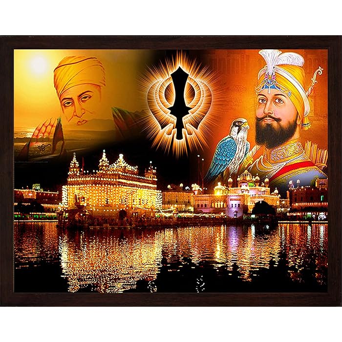 Buy Guru Gobind Singh ji and Guru nanak dev ji with eagle, Golden ...