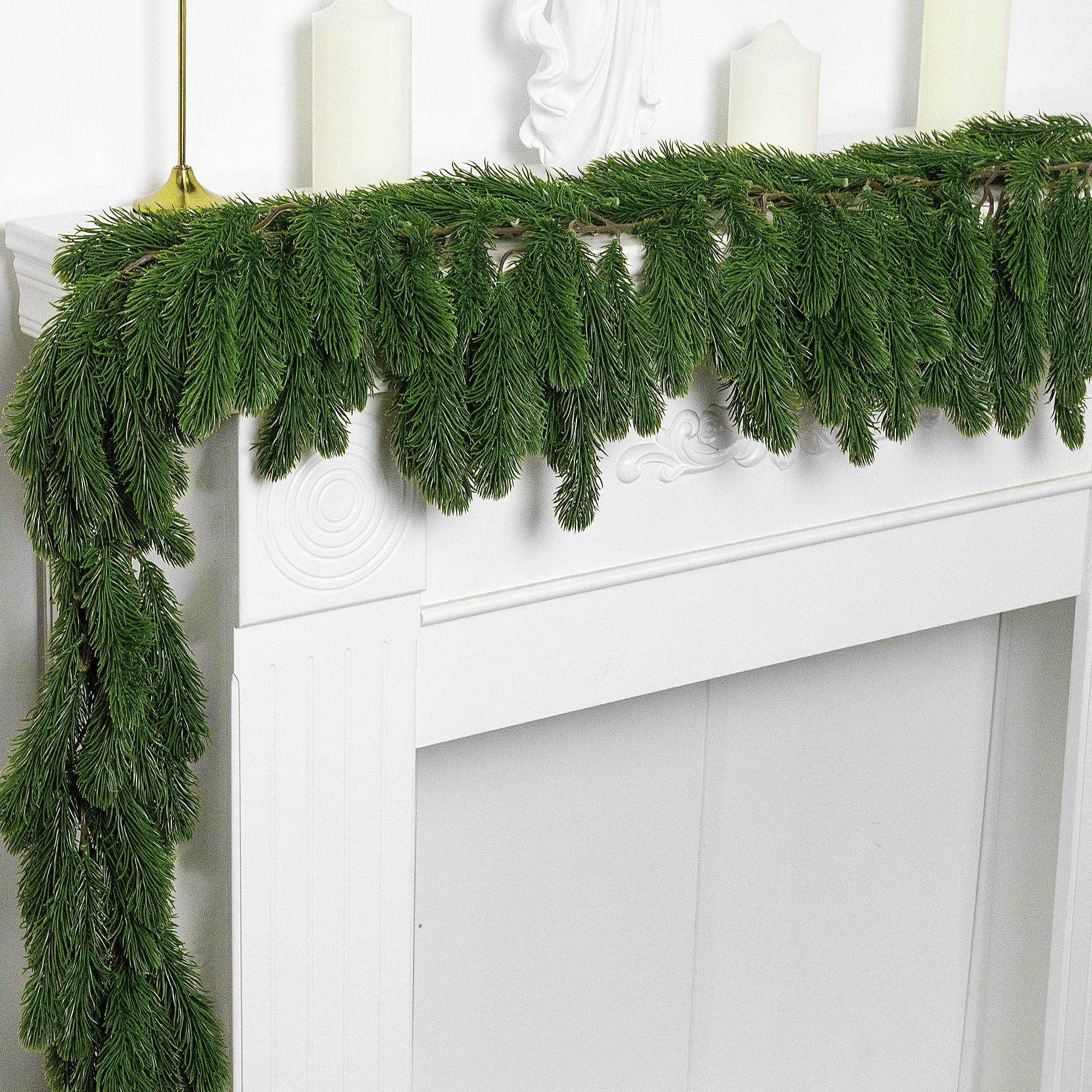 Amazon.com: 6 Ft Dense Christmas Norfolk Pine Garland- Single Fork ...