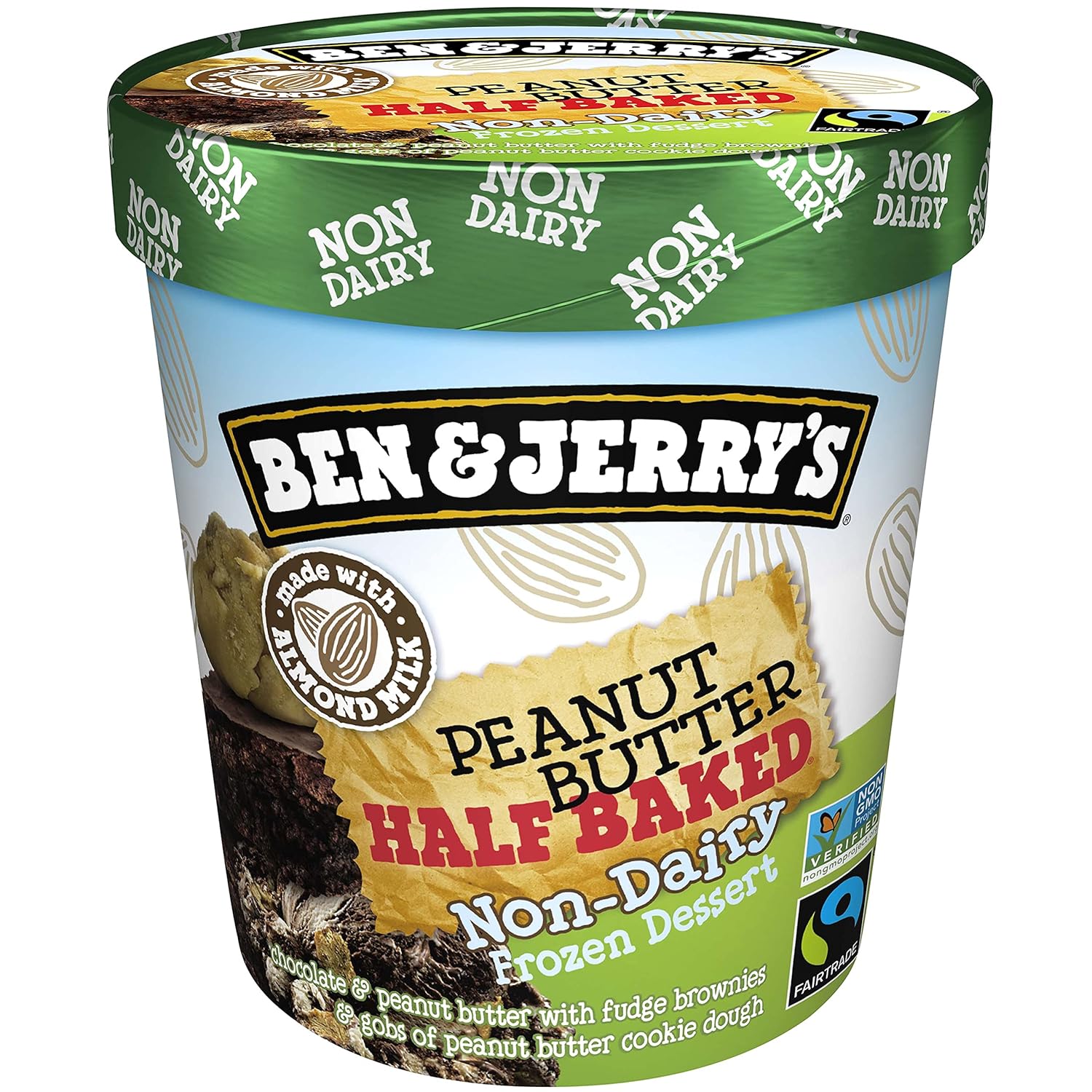 Amazon.com: Ben & Jerry's Non-Dairy Peanut Butter Half Baked Frozen ...