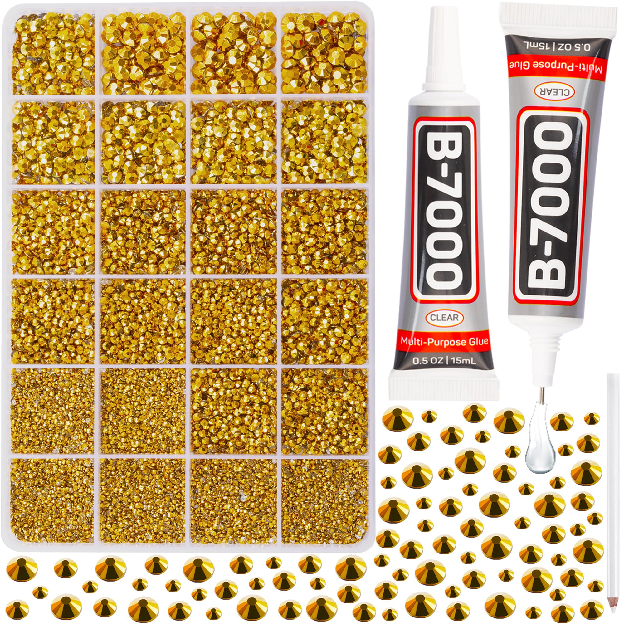 Amazon.com: 20100Pcs Gold Rhinestones with b 7000 Glue for Crafts ...