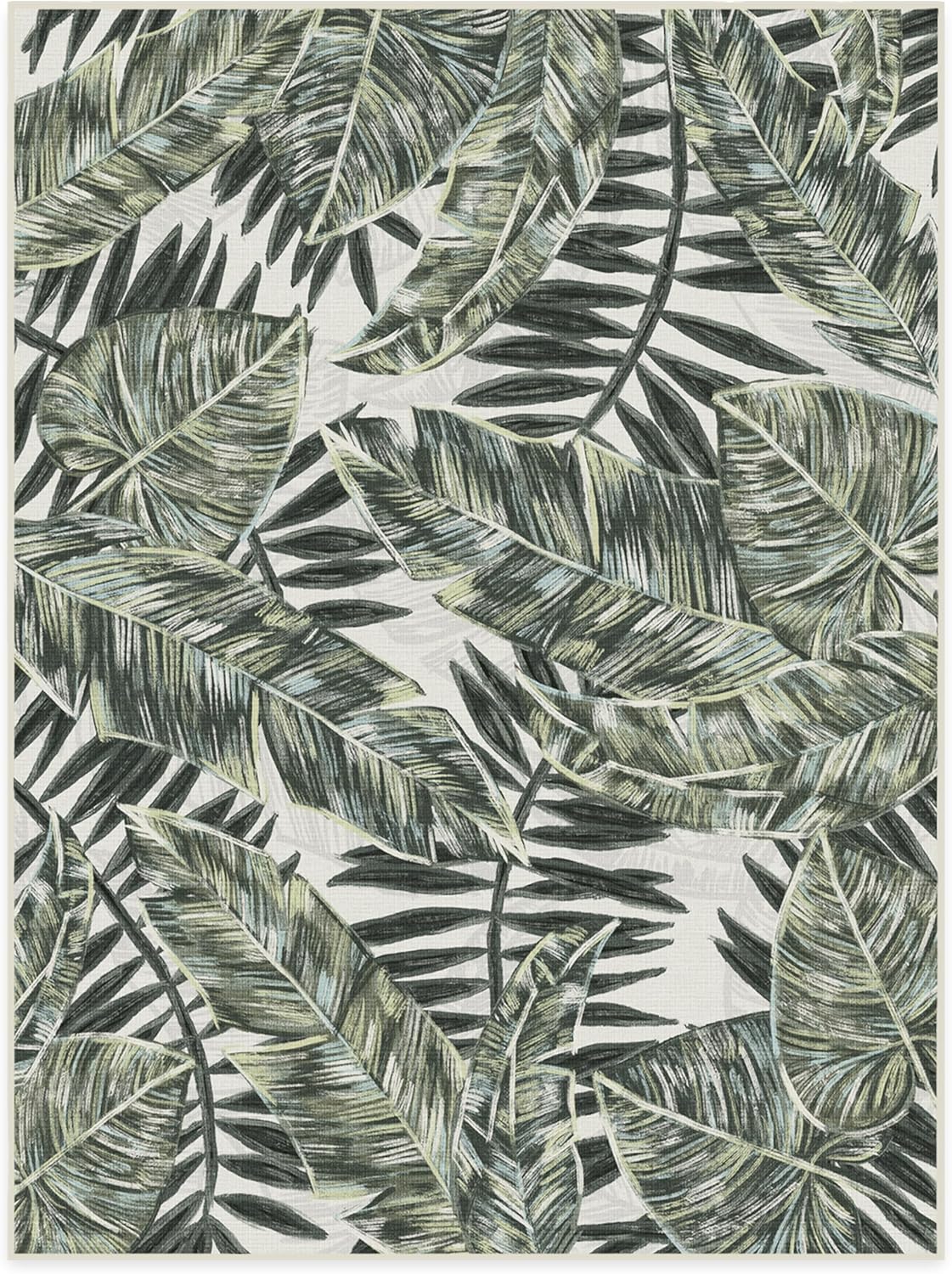 Amazon.com: Ruggable Washable 9x12 Outdoor Rug, Filifera Palm Green ...