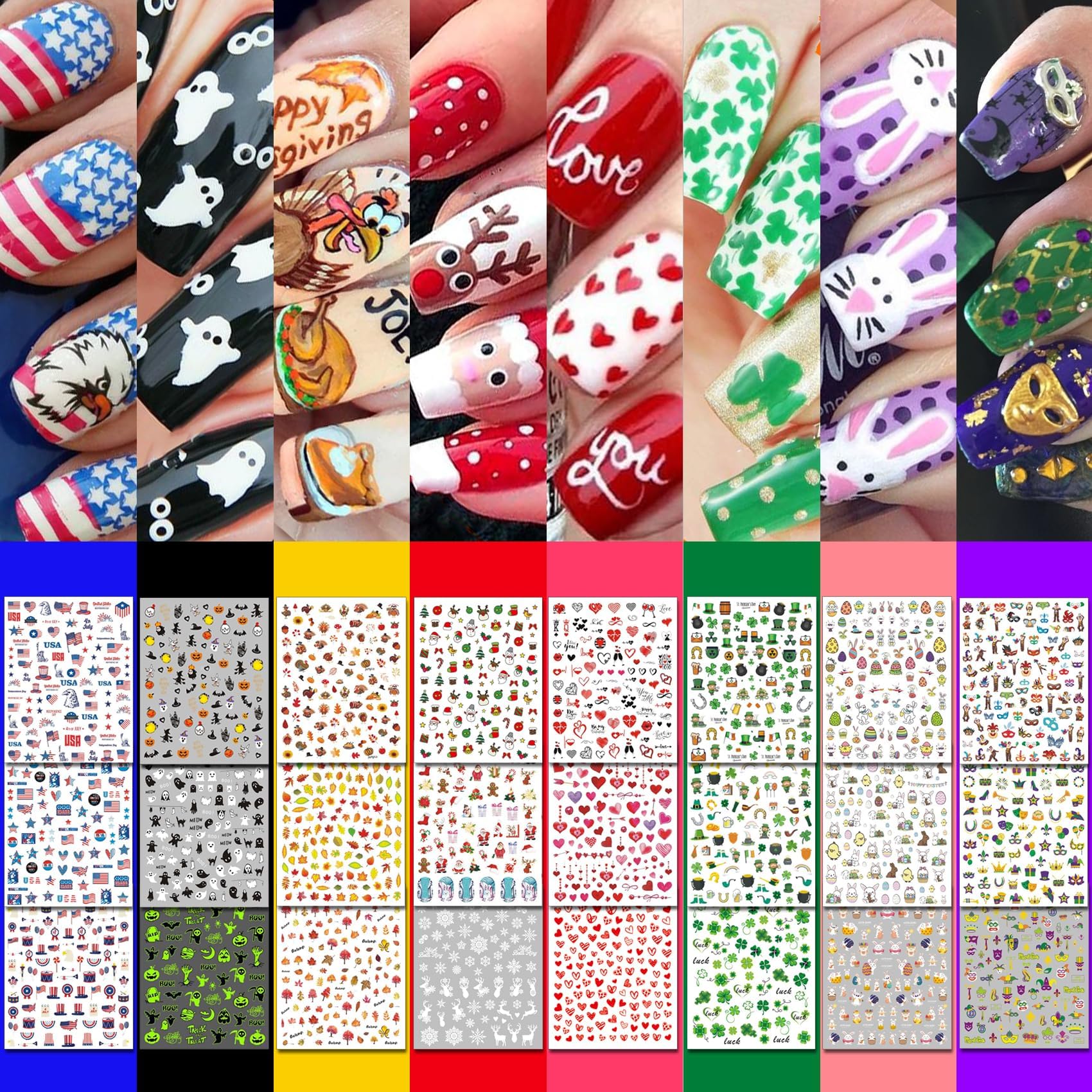 Amazon.com: IDDFEVE 18 Sheets Kids Nail Stickers, Cute Nail Decals for ...