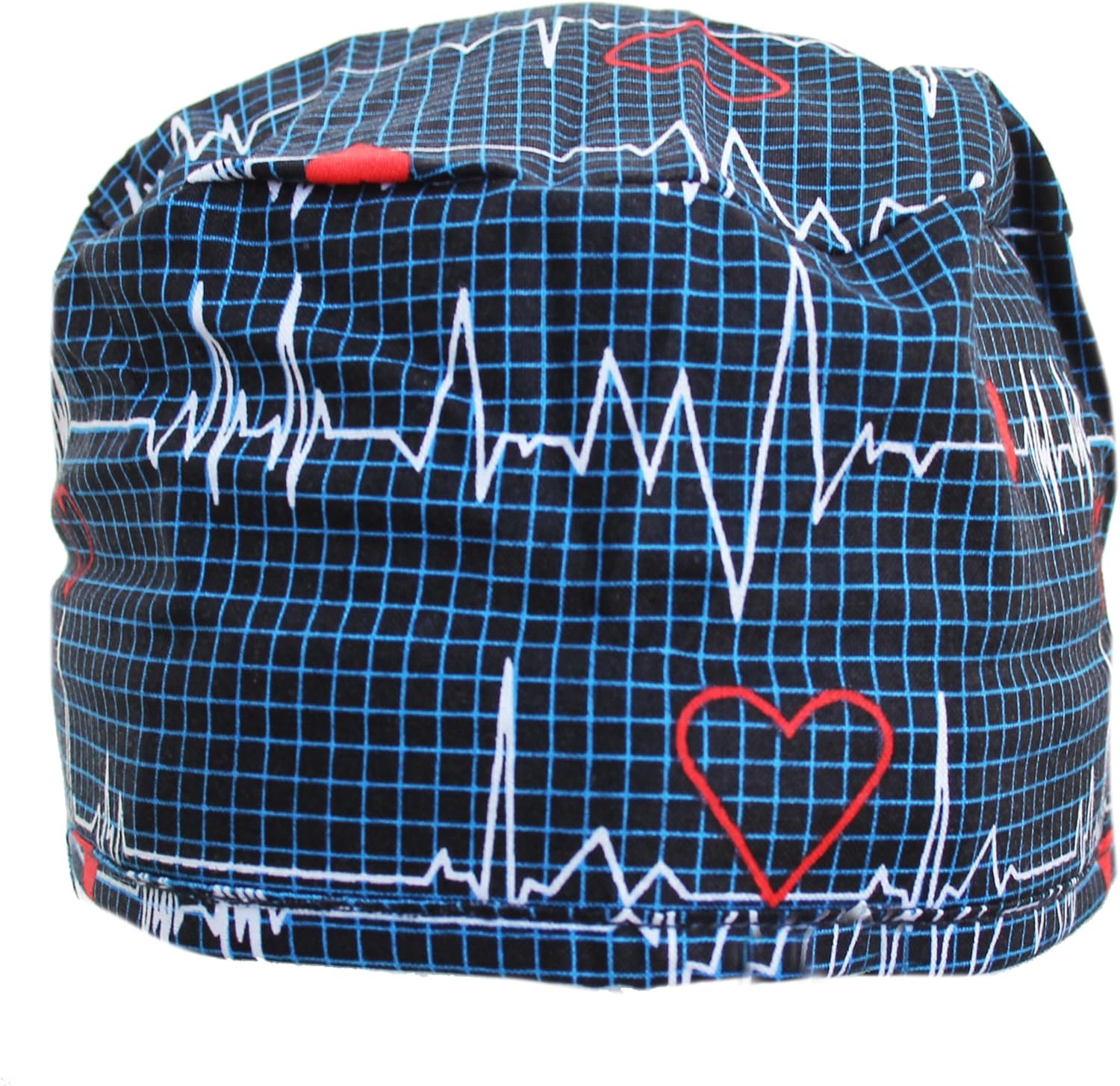 Amazon.com: Navy Blue Heart Beat EKG Scrub Cap Doctors Bandana Hat with ...