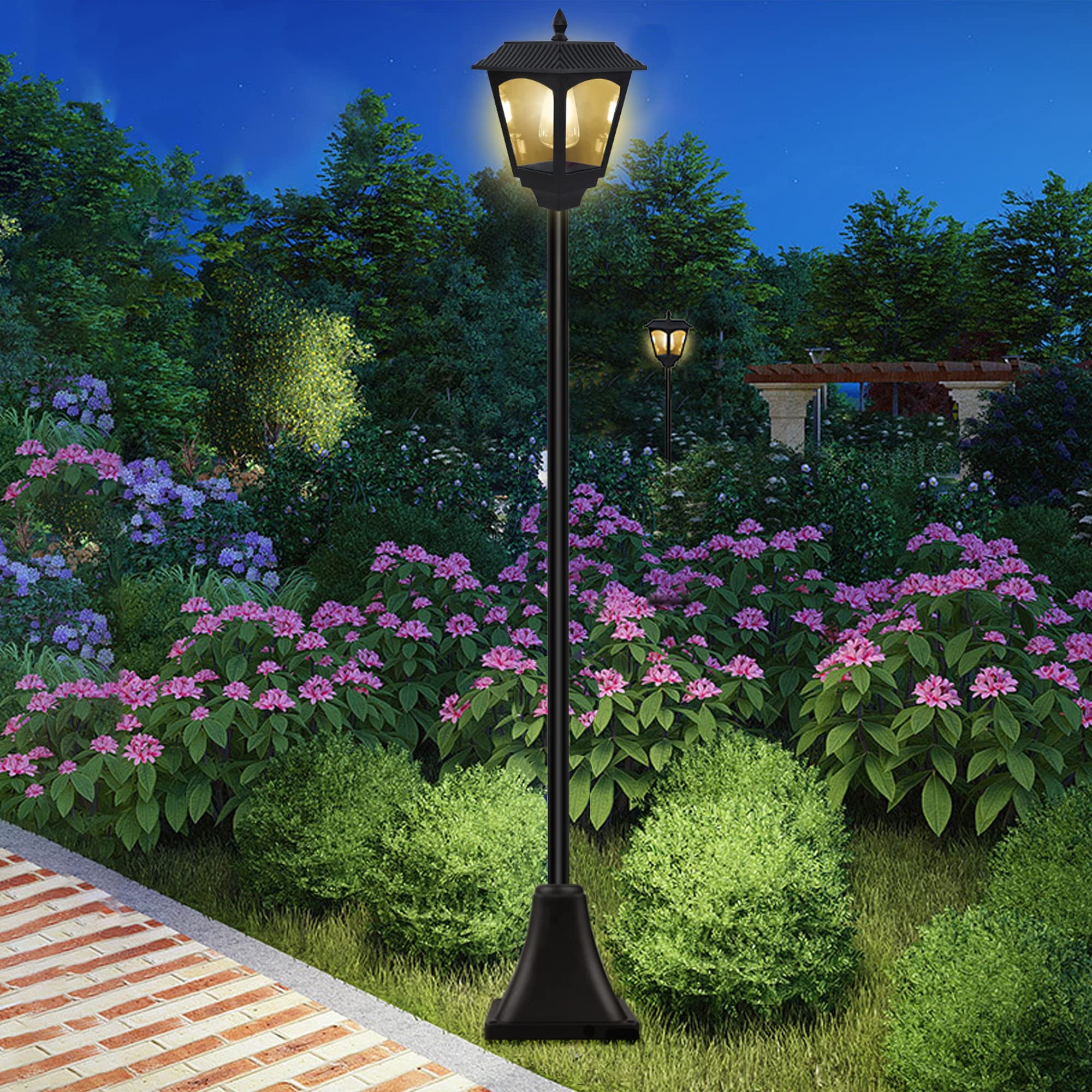 Dynaming 100 Lumen Solar Post Lights, 67 Inch Outdoor Solar Powered ...