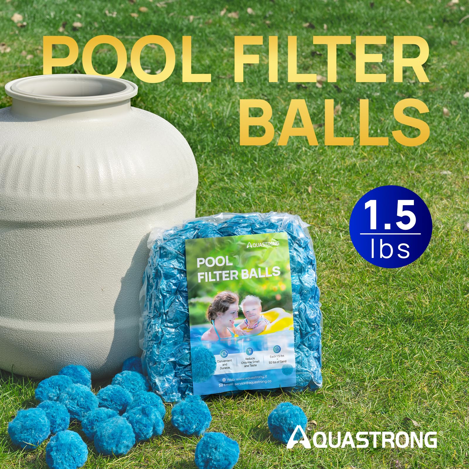 Snapklik.com : AQUASTRONG Pool Filter Balls For Sand Filter Pump, 1.5 ...