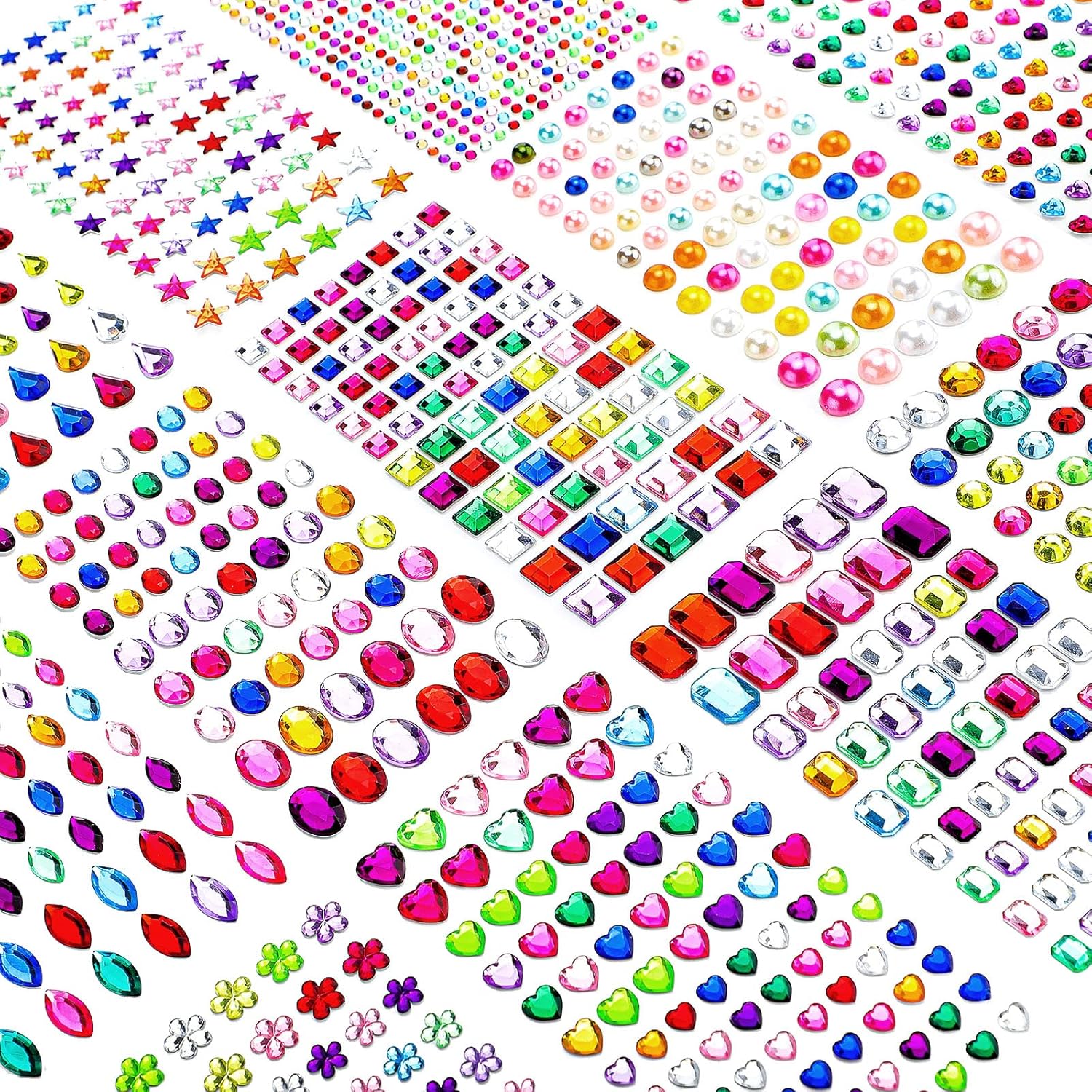 Amazon.com: 2000+ Pcs Gem Stickers, Self Adhesive Gems for Crafts ...