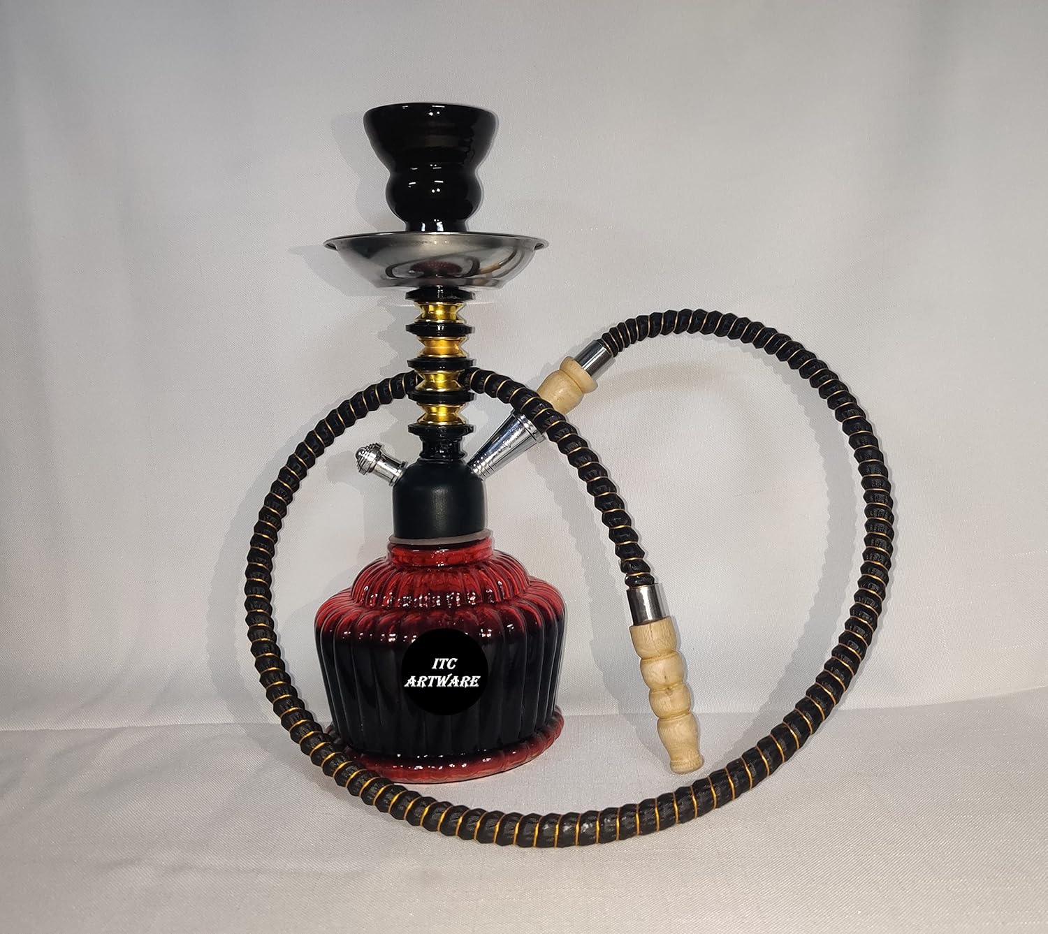 ITC ARTWARE - premium design SHEESHA POT Black QT hookah DOUBLE SHADE ...