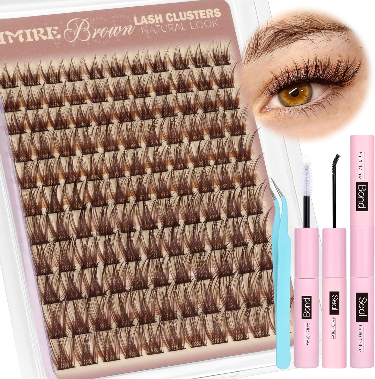 Brown Lash Clusters Kit Natural Brown Eyelash Clusters Fluffy 132 Pcs ...