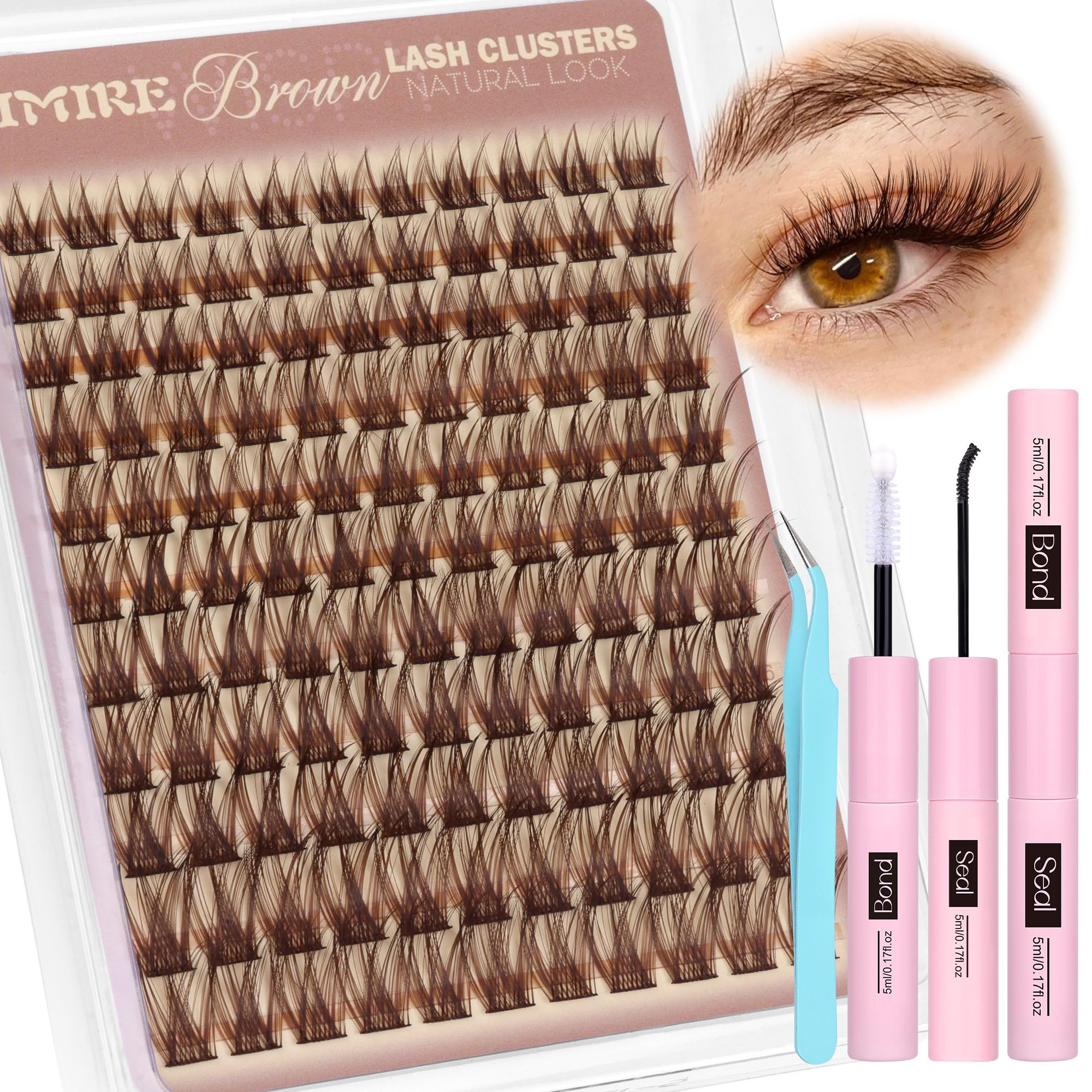 Brown Lash Clusters Kit Natural Brown Eyelash Clusters Fluffy 132 Pcs ...