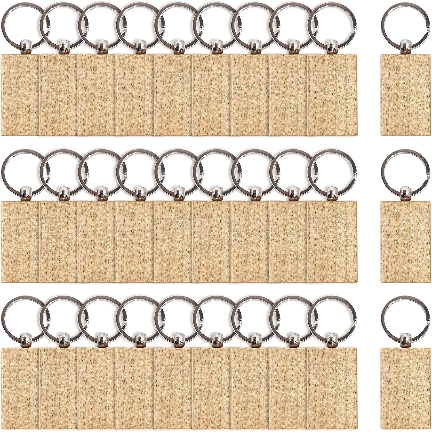 Amazon.com: MOUYAT 50 Pcs Wood Keychain Blanks, Rectangular Keychains ...