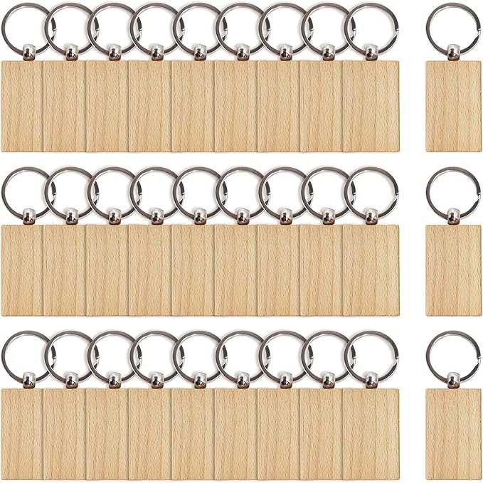 Amazon.com: MOUYAT 50 Pcs Wood Keychain Blanks, Rectangular Keychains ...