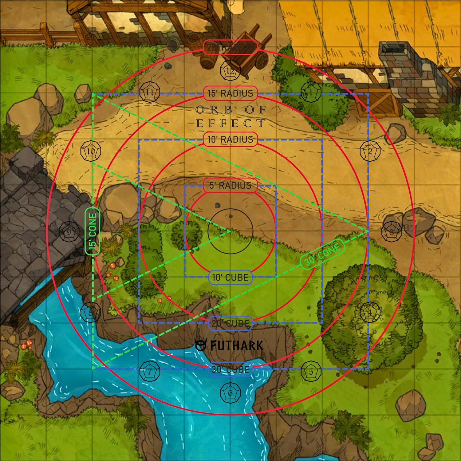 DND Spell AOE Damage Template Large to 30' Cube & 30' Cone, Acrylic D&D ...