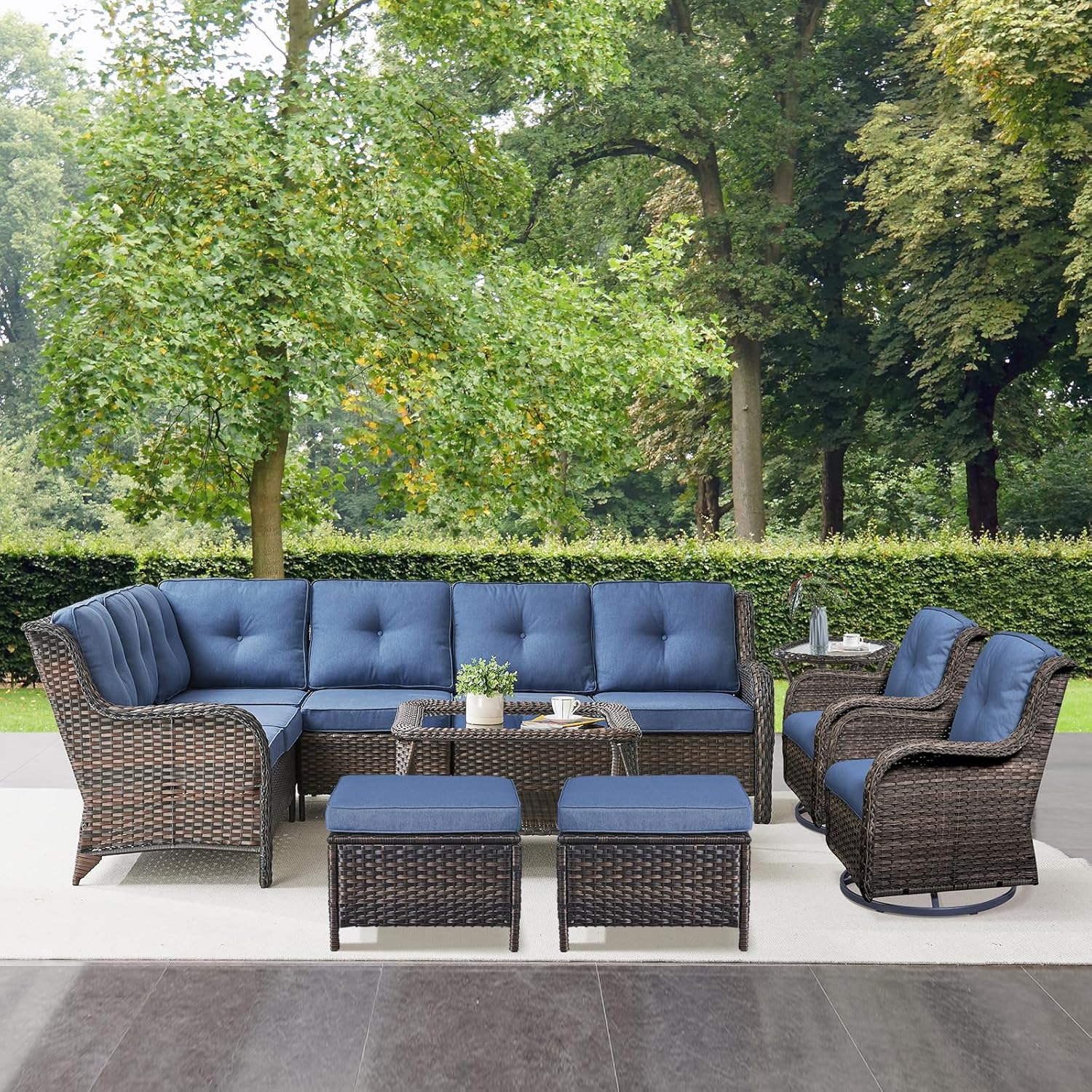 Amazon.com: Belord Outdoor Furniture Sectional Sofa L Shaped Couch - Patio Wicker Set with 2 ...