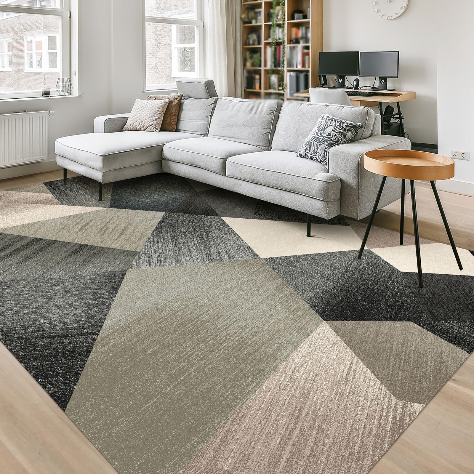 HOMFINE Area Rug for Living Room - Square Modern Cubic Washable Area ...