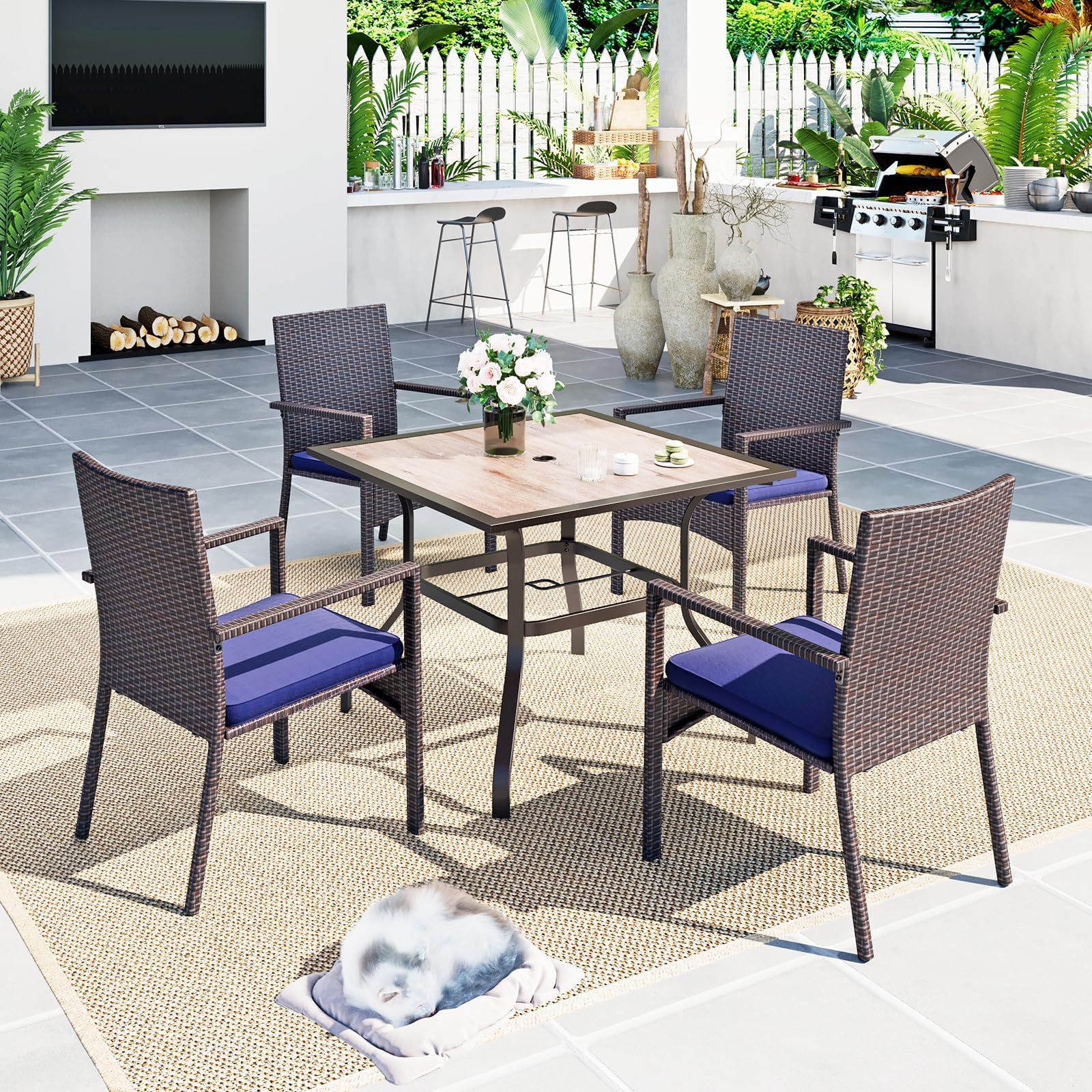 Amazon.com: DIMAR GARDEN 5 Piece Patio Dinning Chairs Set, 31.5" Square ...