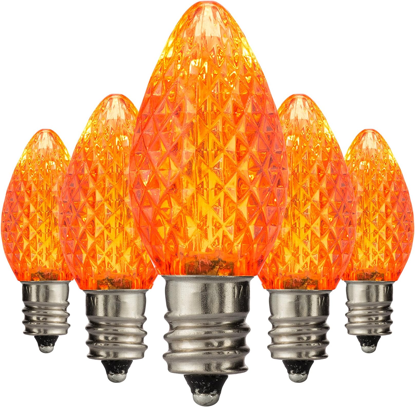 25 Pack Multi-Color C9 LED Replacement Bulbs Faceted Multi-Color LED ...