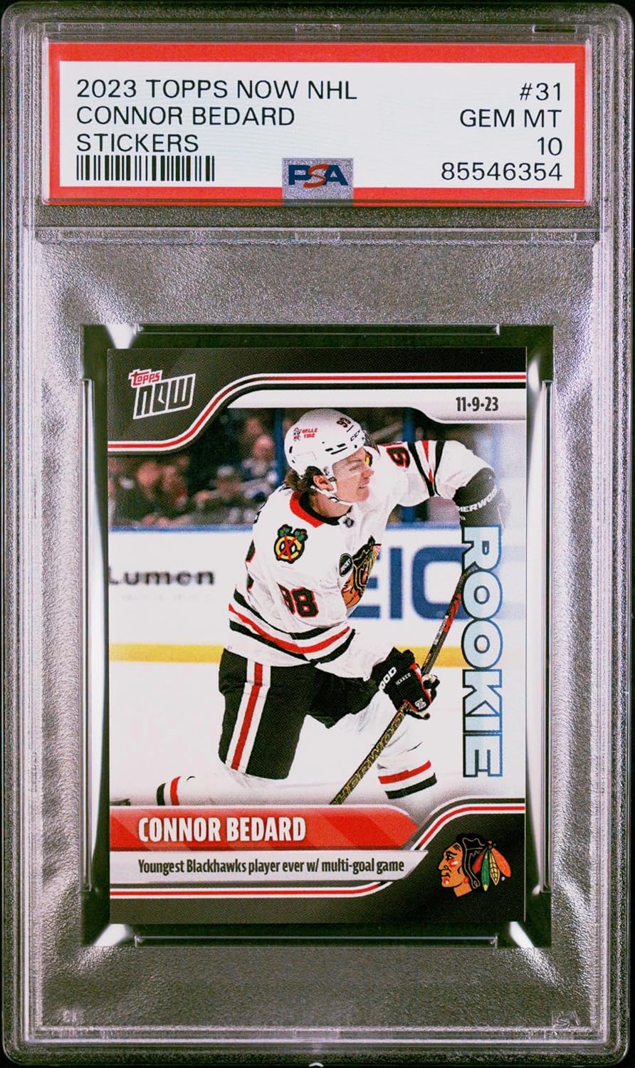 Amazon.com: Graded 2023 Topps Now NHL Connor Bedard #31 Stickers Rookie ...