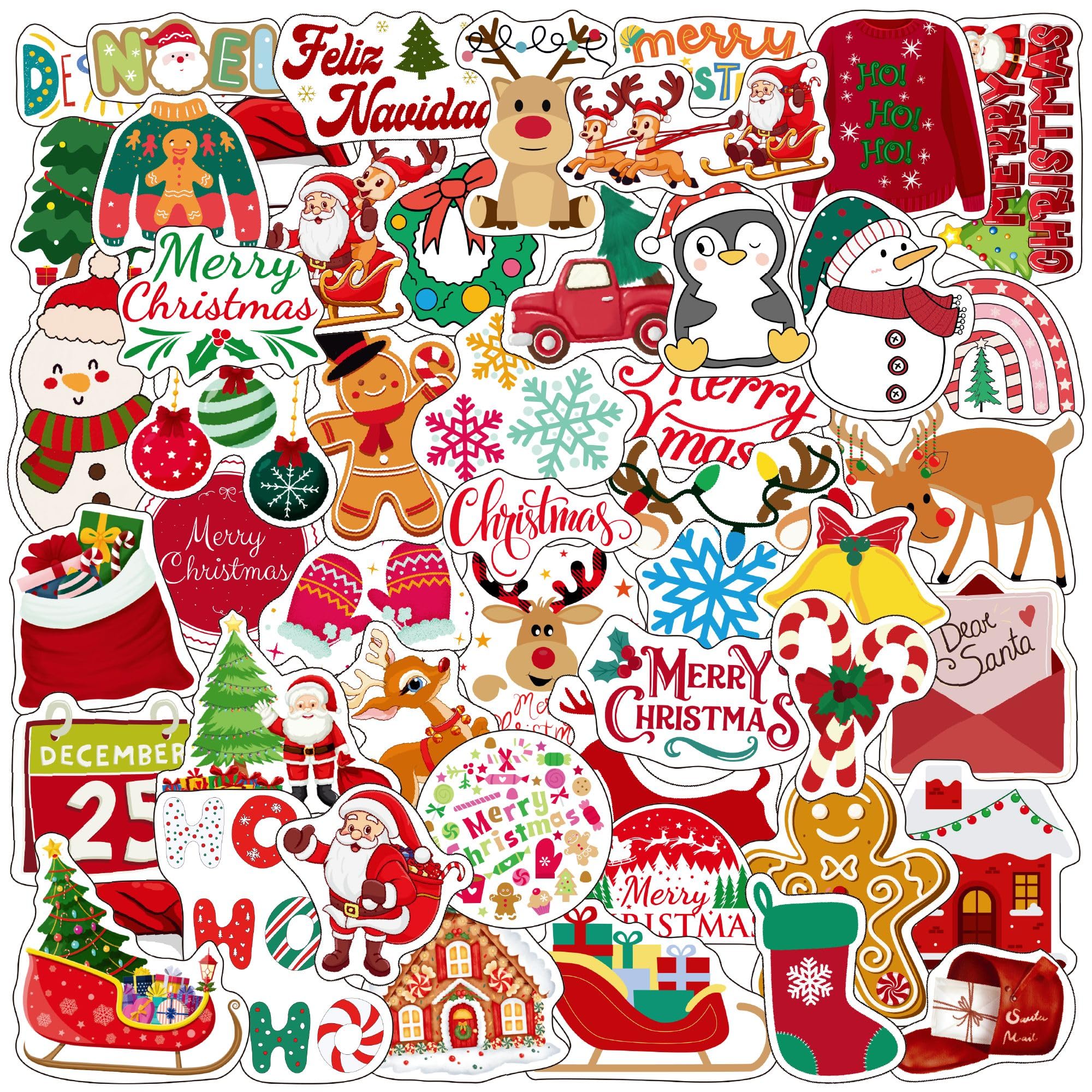 Amazon.com: Christmas Stickers Santa Claus Stickers Decorations Party ...
