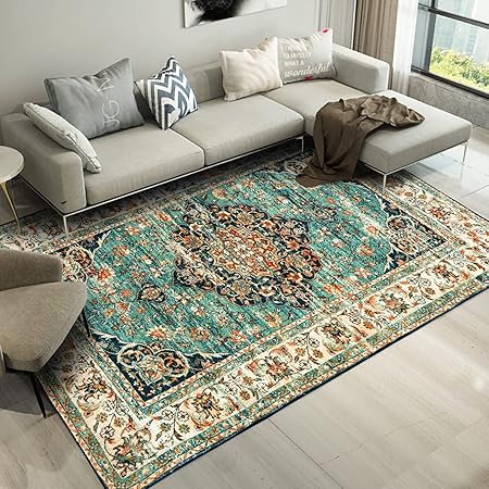 Vamcheer Vintage Washable Rugs for Living Room - Classic Soft Faux ...