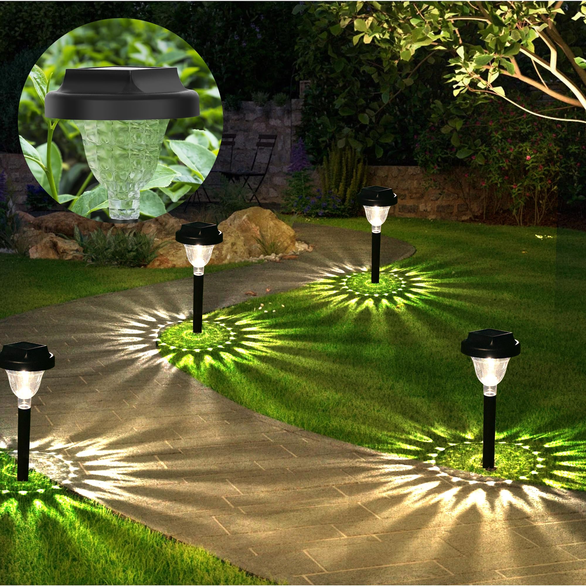 Bell+Howell Solar Pathway Lights 4 Pack IP65 Waterproof Solar Lights ...