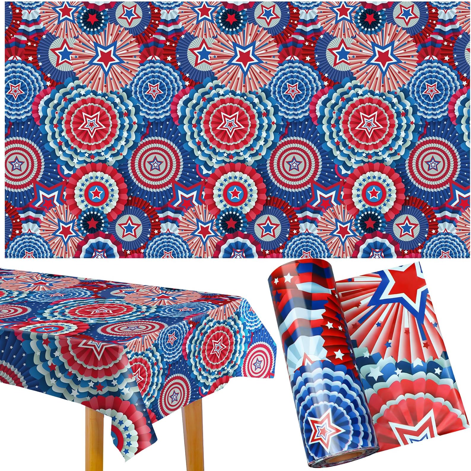 Amazon.com: Fun Express Patriotic Red Plastic 100ft Tablecloth Roll ...