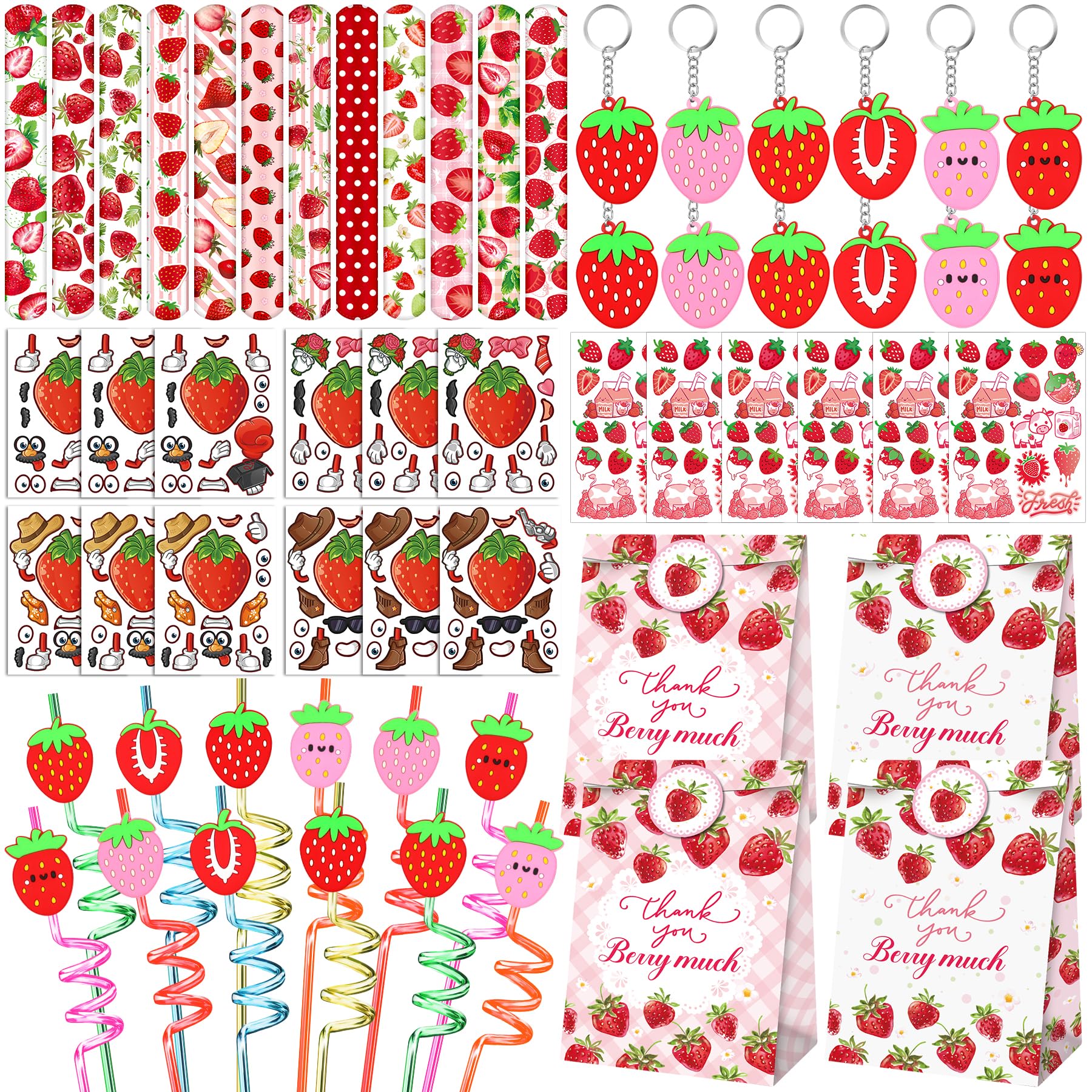 Amazon.com: Strawberry Party Favor 72 PCS Sweet Berry Slap Bracelets ...