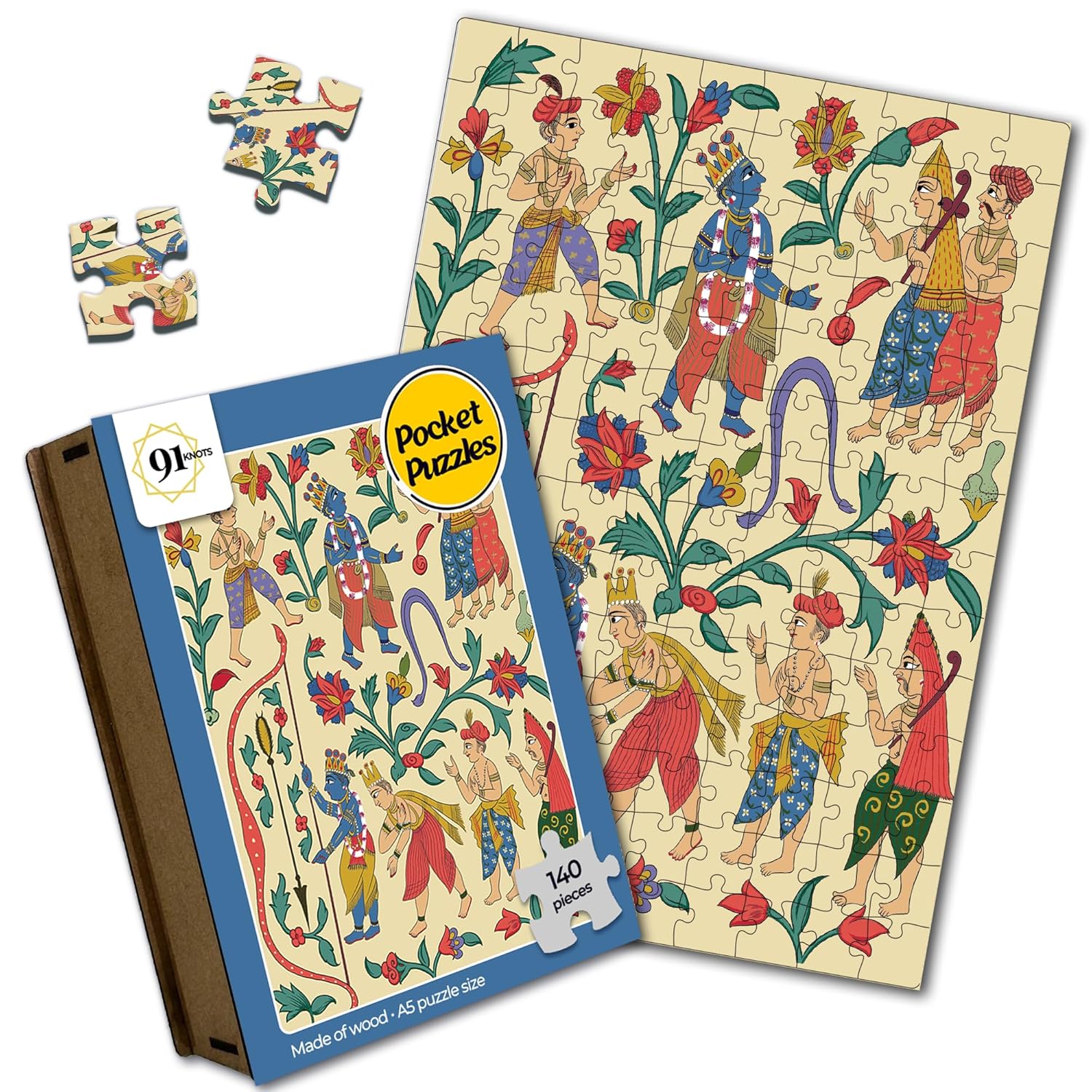 Buy 91Knots-Krishna with Devotees Wooden Jigsaw Puzzle (140 Pieces) for ...