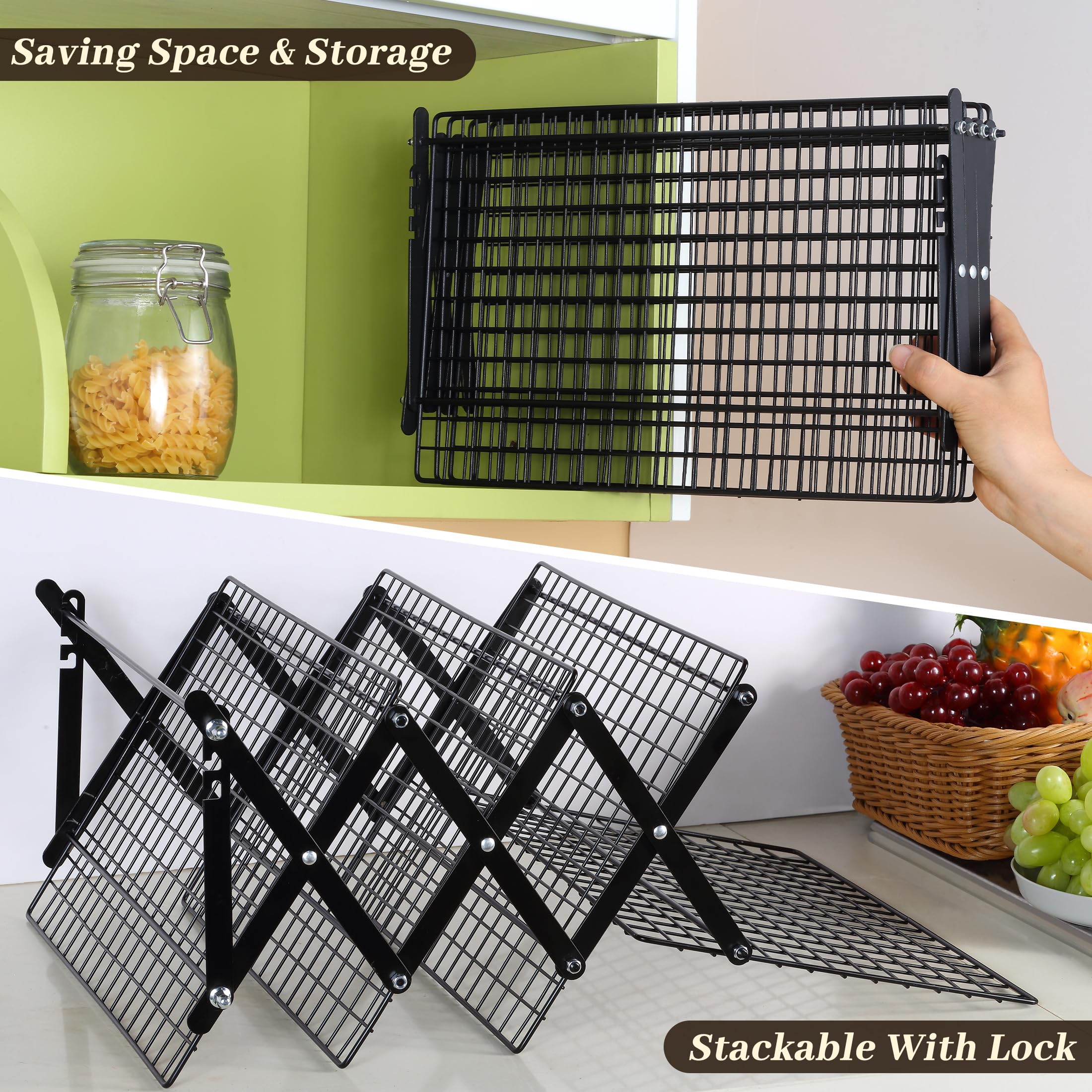 Baking Supplies Pleafind 4 Tier Collapsible Cooling Rack - 3 Setting ...