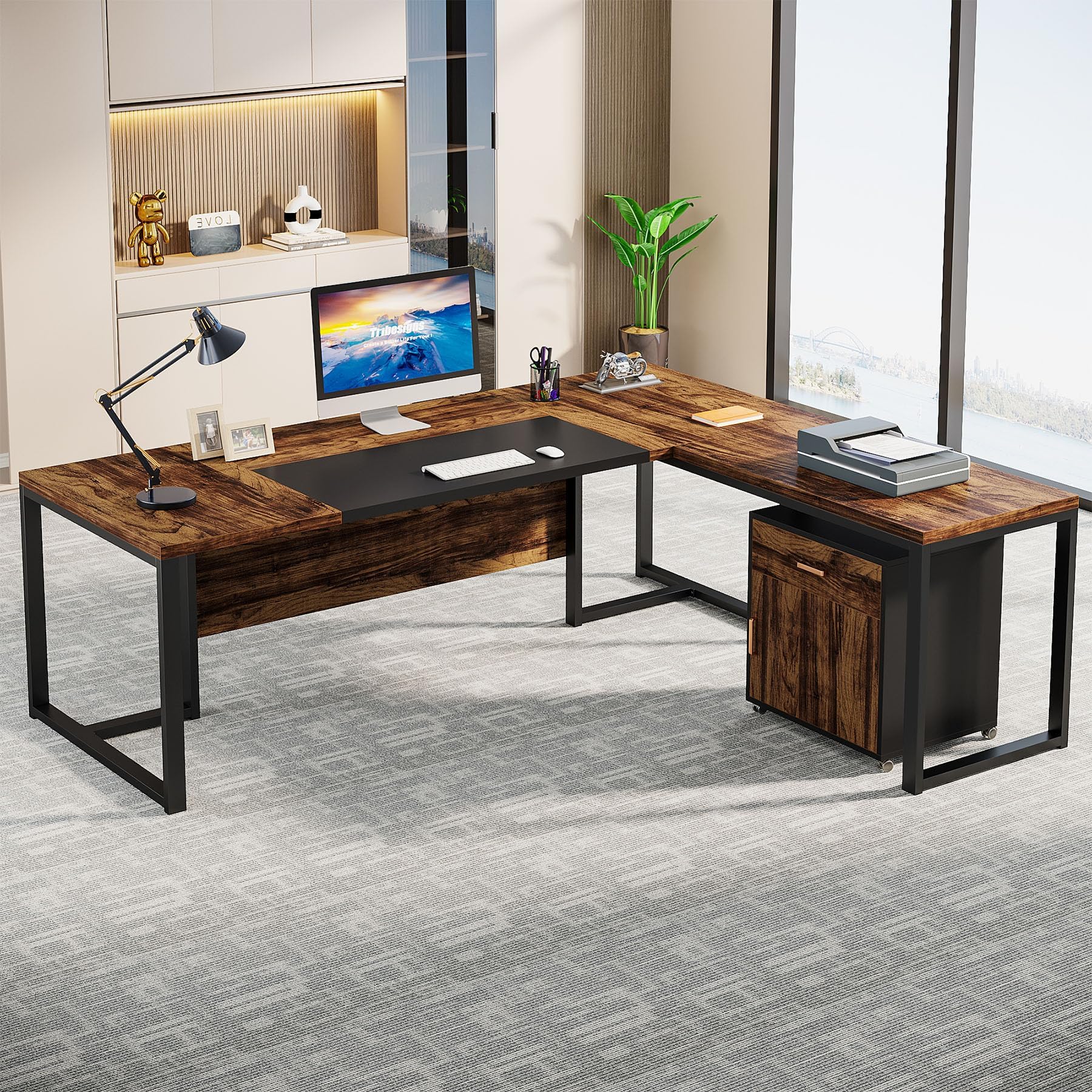 Amazon.com: Tribesigns 63 inches Executive Desk and 47" lateral File ...