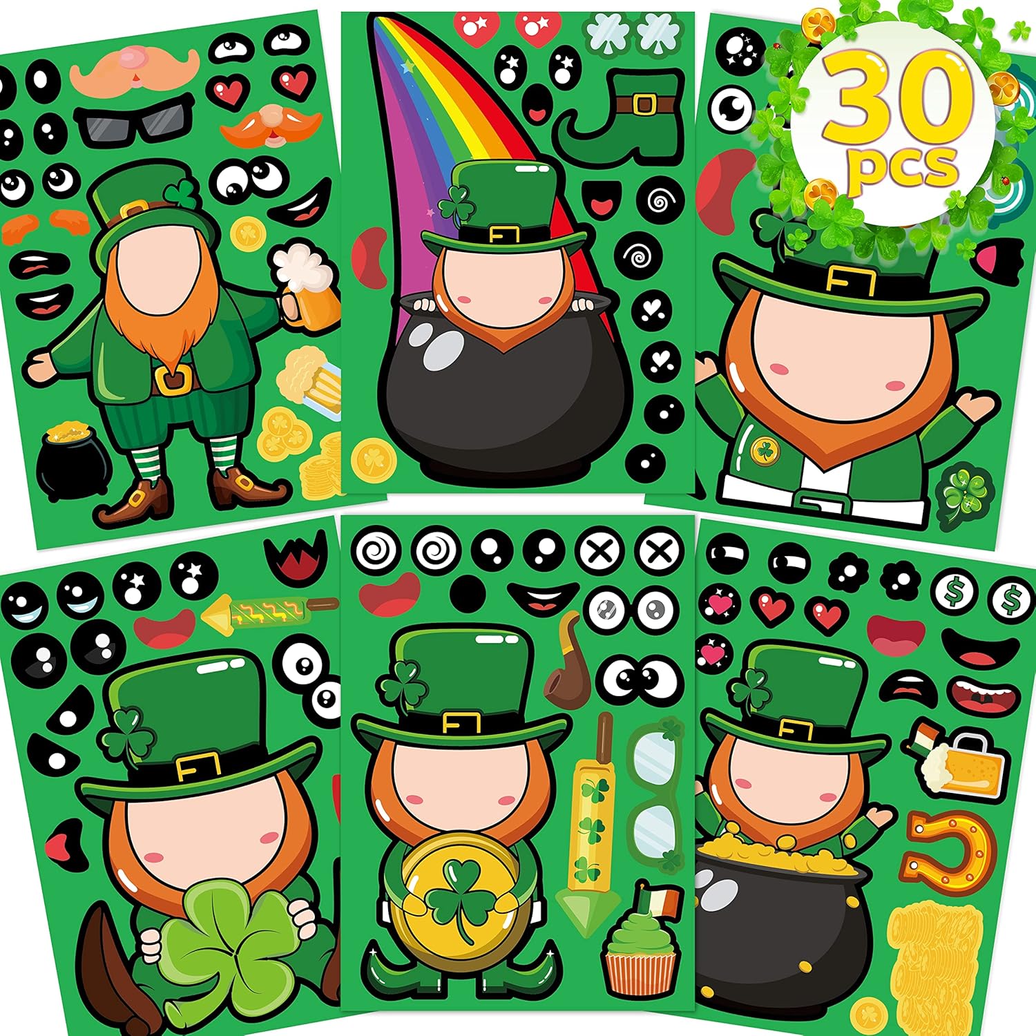 Amazon.com: Joy Bang St Patricks Day Stickers for Kids 30 Sheets Make a ...