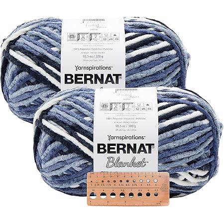 Amazon.com: Bernat Blanket Yarn - 2 Big Balls - Blue Hues Multicolored ...