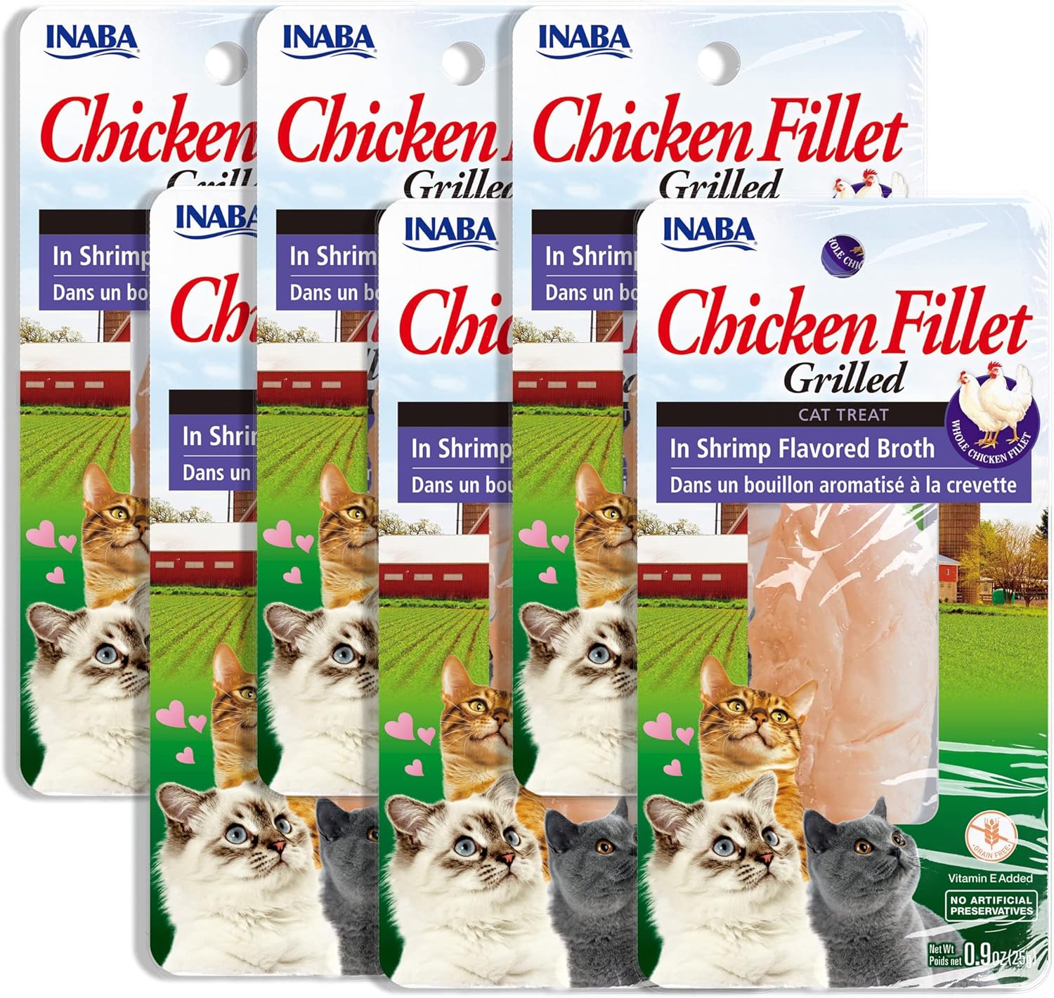 Amazon.com: INABA Premium Hand-Cut Grilled Chicken Fillet Cat Treats/Topper with Vitamin E and ...
