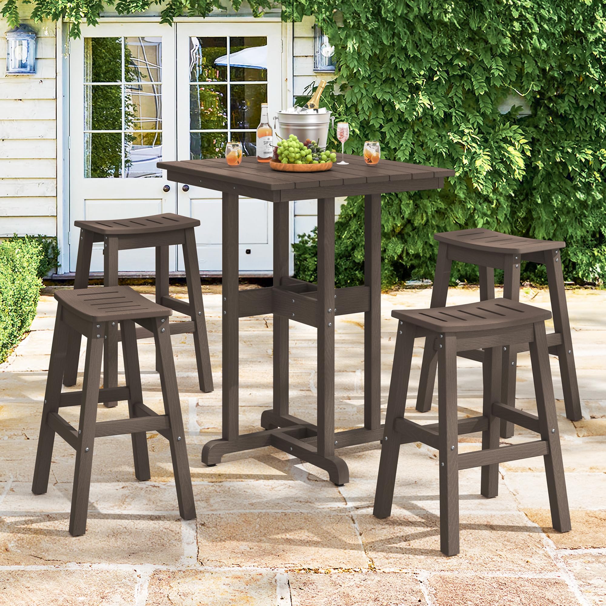 Snapklik.com : 5-Pieces Patio Table And Bar Set, Extra-Large 27.5 27.5 ...