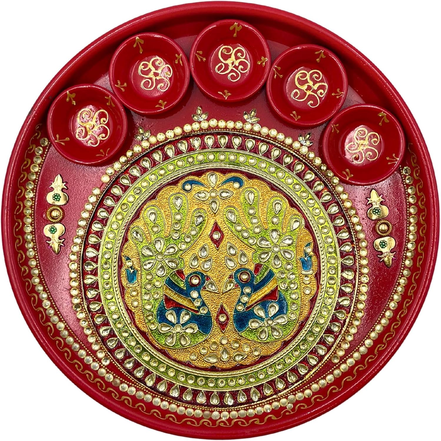 Amazon.com: Houschefs Stainless Steel Religious Pooja Thali Set - Aarti ...